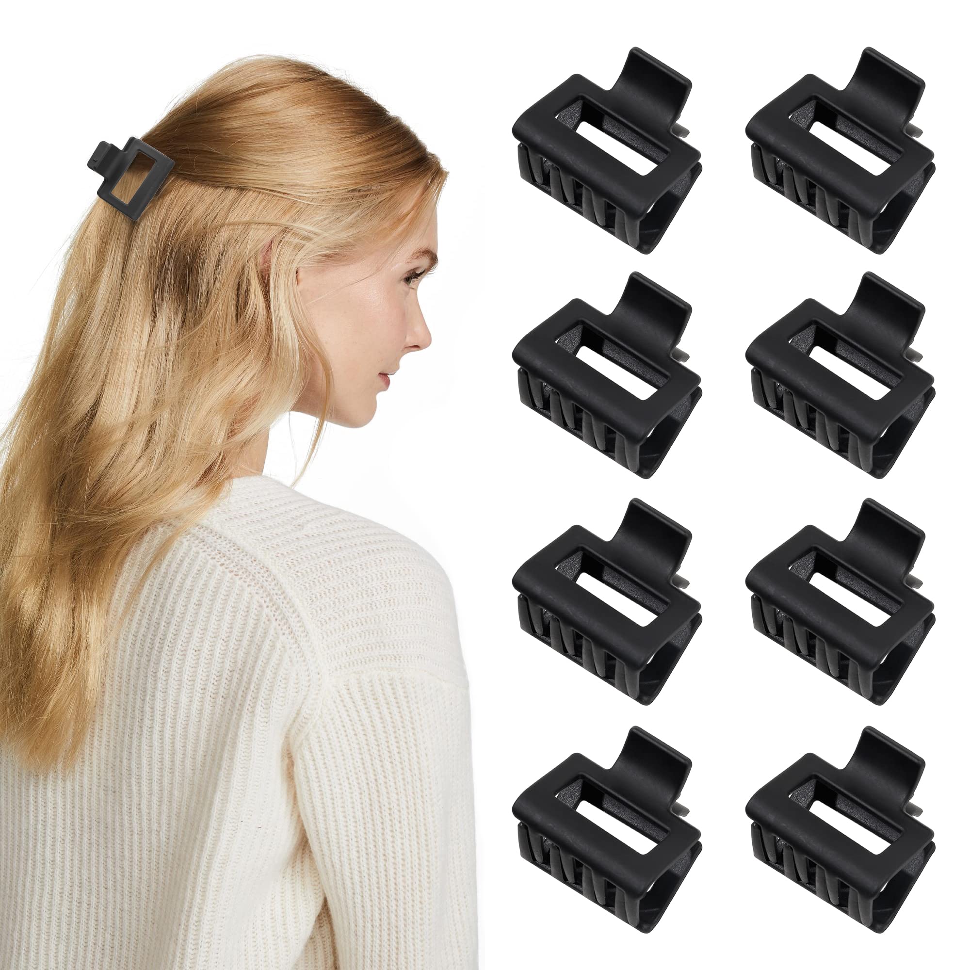 Amazon.com : Ivyu Hair Clip - 8 Packs Black Small Claw Clips for Women ...