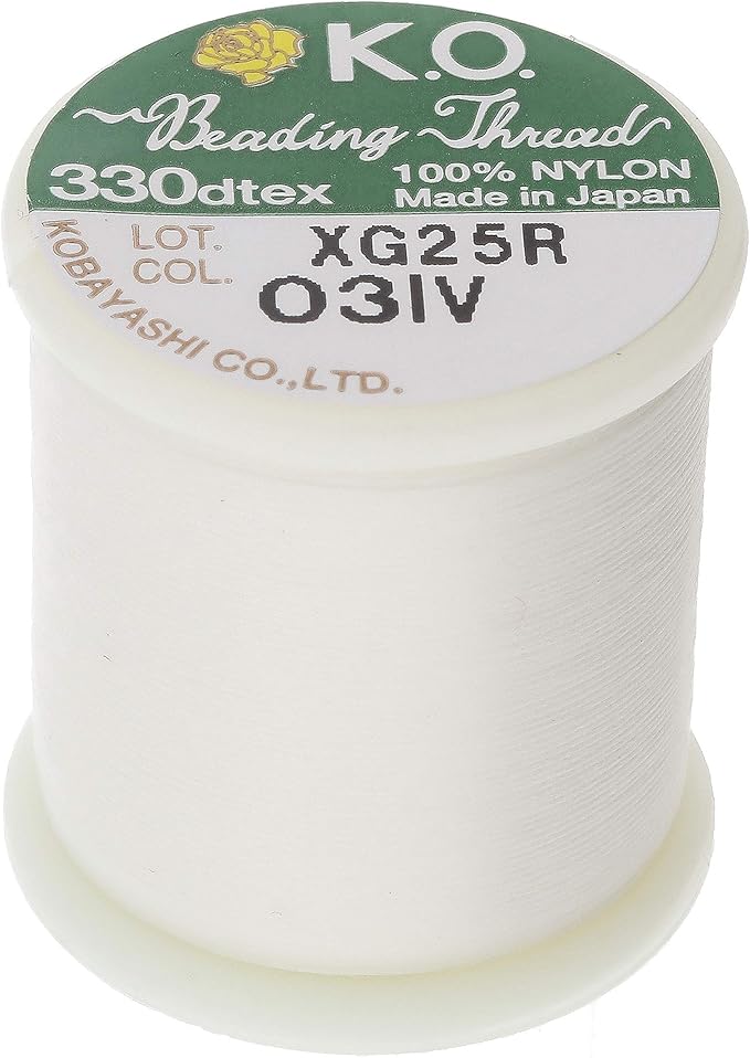 Amazon.com: KO Nylon Beading Thread, Ivory Color, Japanese Pre-Waxed ...