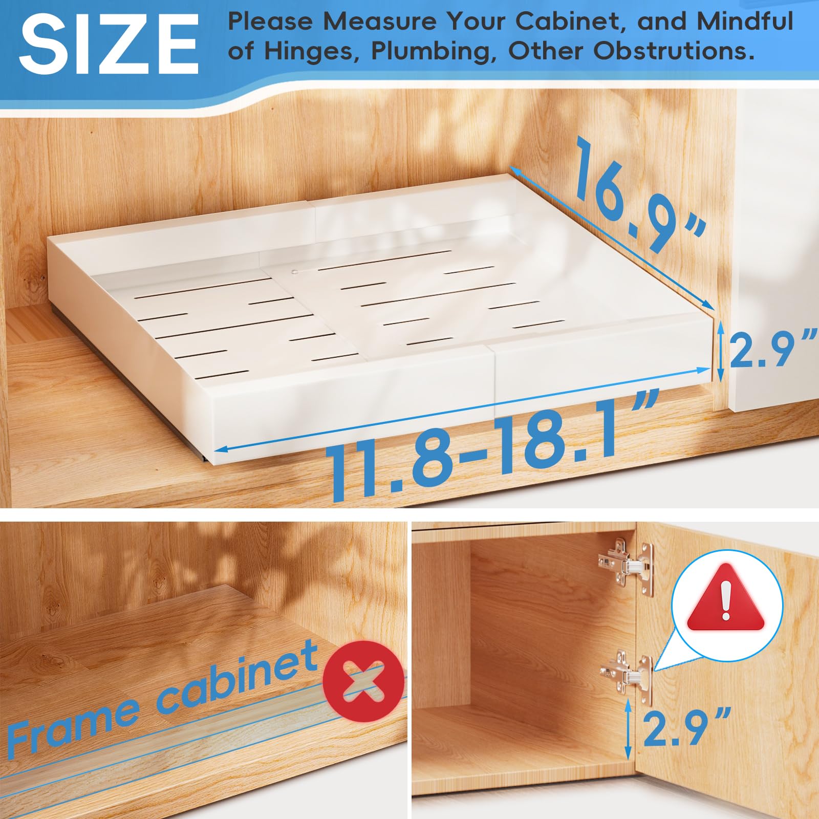 2Pack Expandable Pull out Cabinet Organizer, (11.81"-18.1" Width ...