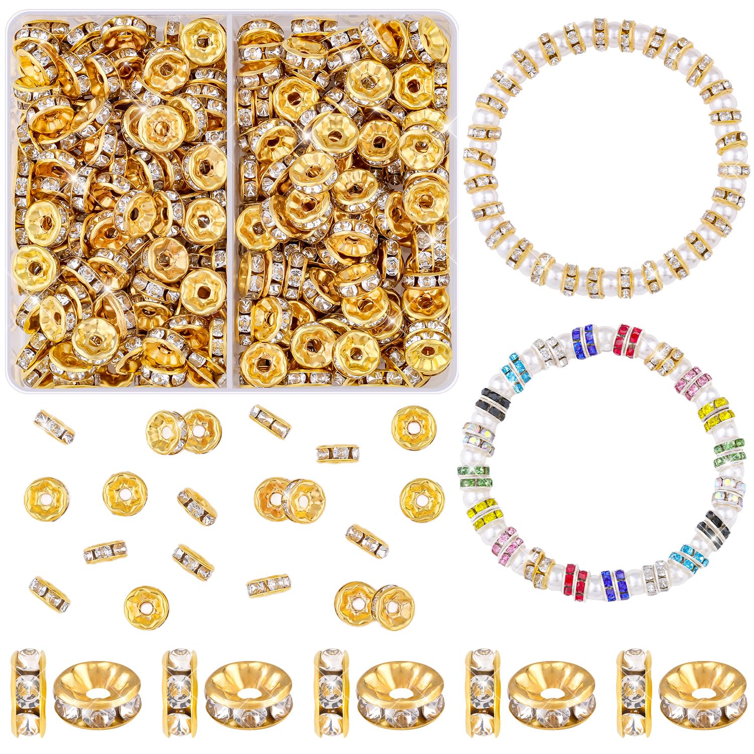 Amazon.com: TINKRSTUFF 200 pcs 8mm Spacer Beads for Crafting, Gold ...
