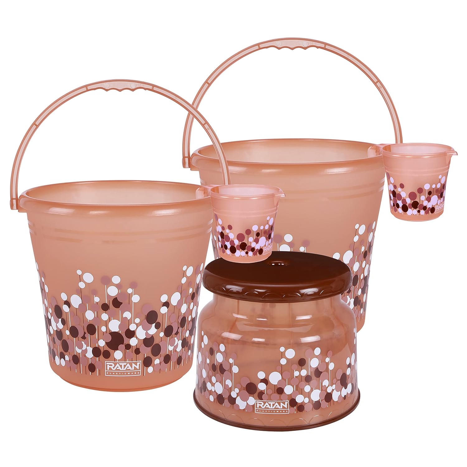 RATAN PLASTICWARE Plastic Bucket Set of 5 for Bathroom & Kitchen Frosty ...