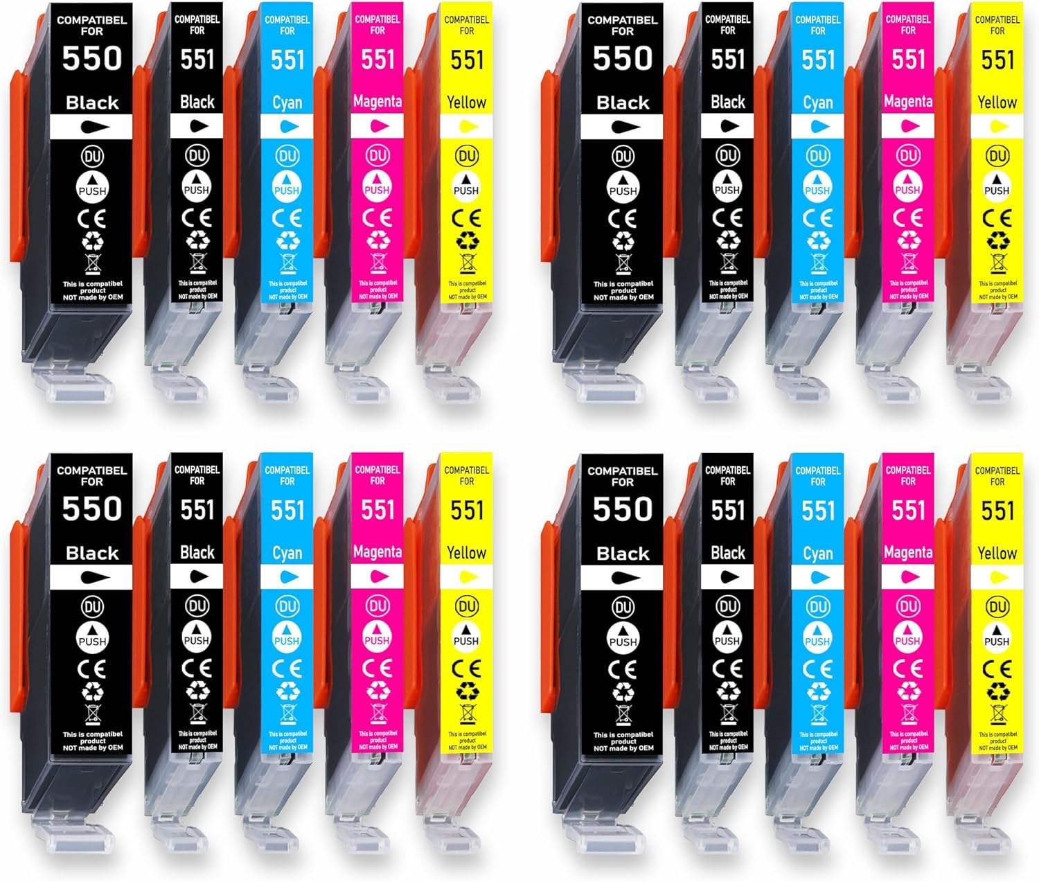 20 Compatible Printer Ink Cartridges for Canon PGI550 With chip and ...