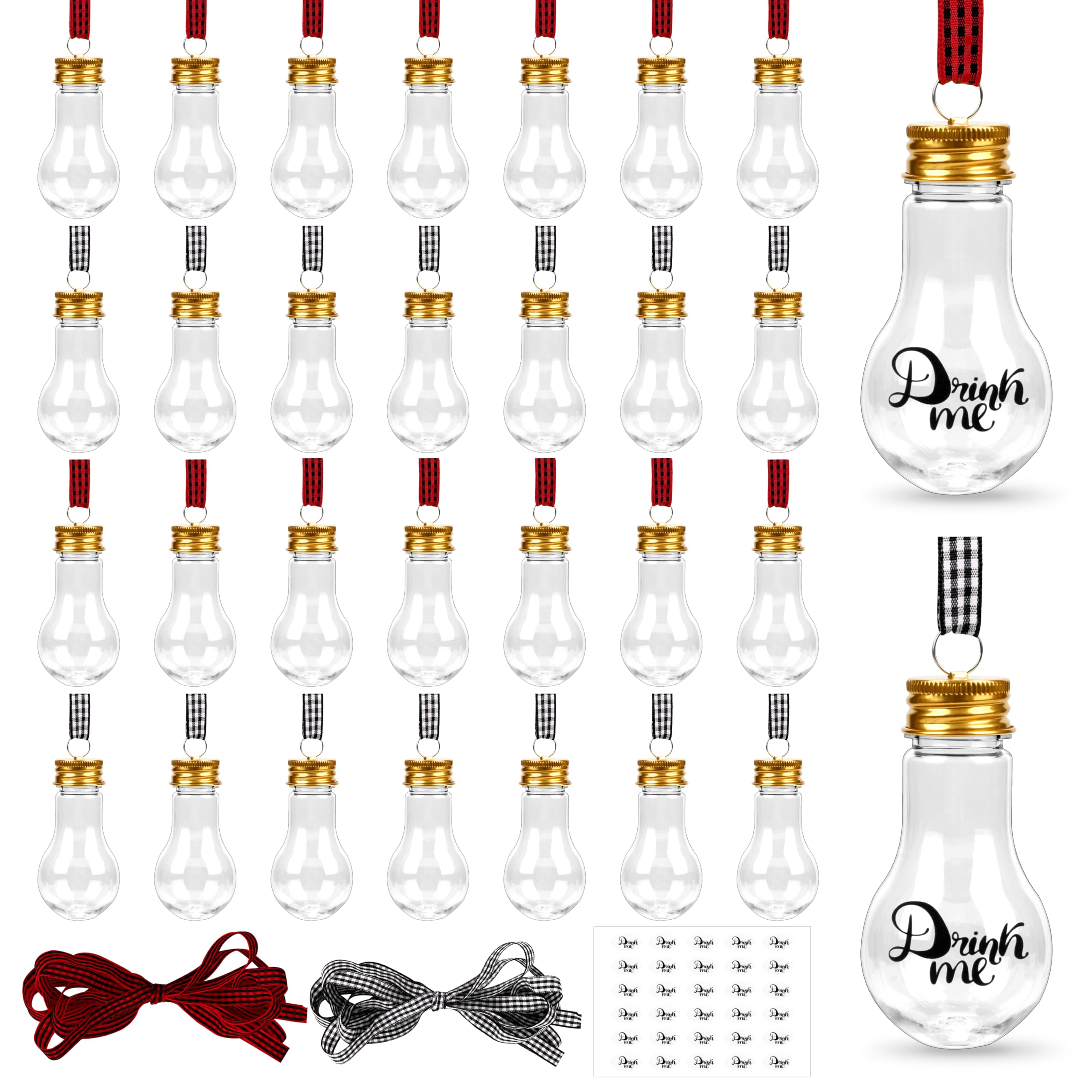 Amazon.com: 32 Pcs Christmas Booze Balls Ornament Removable Top Clear ...