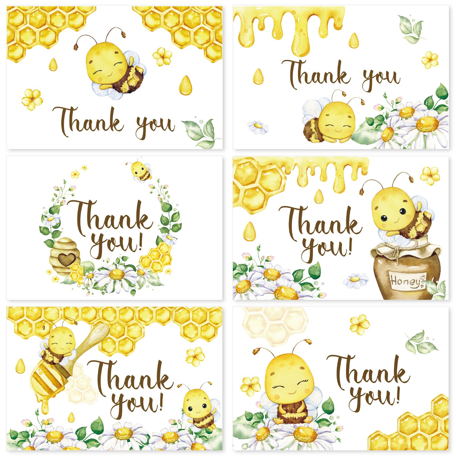 Amazon.com : AnyDesign 36 Pack Honey Bee Thank You Cards Bulk ...