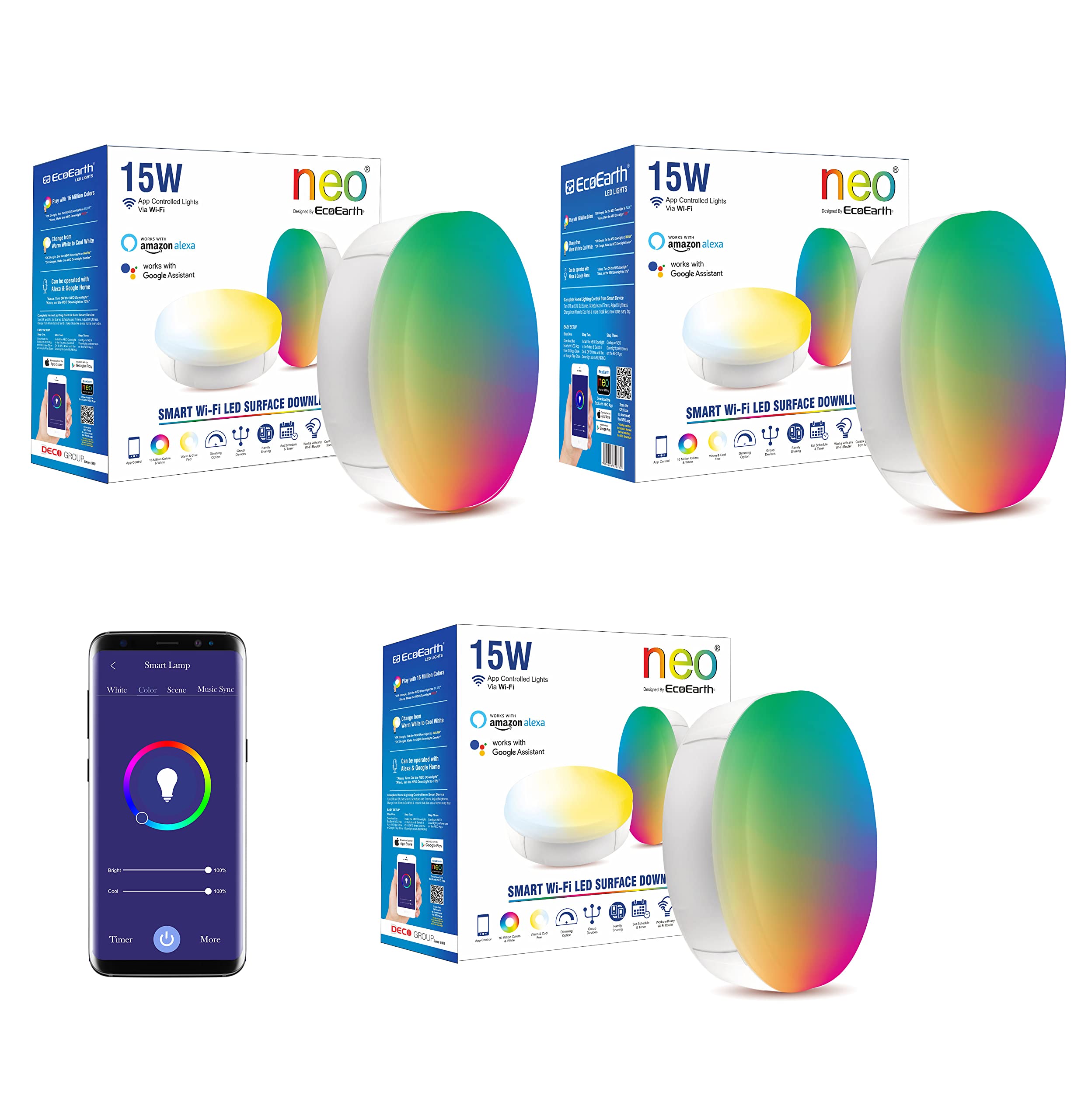 Buy EcoEarth Neo Wi-Fi Smart Led Surface Downlight (Surface Downlight ...