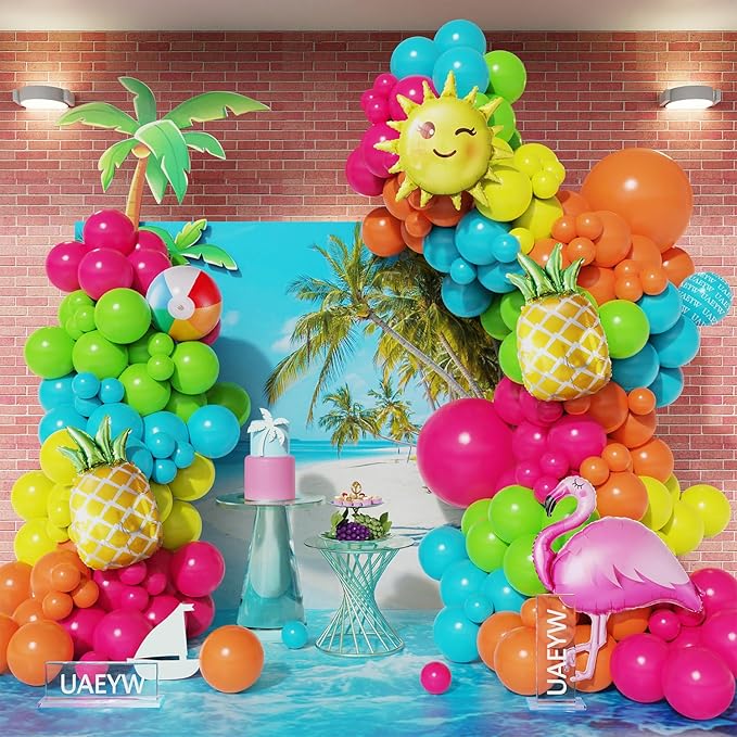 Amazon.com: 144Pcs Tropical Luau Balloon Arch Garland Kit Pineapple ...