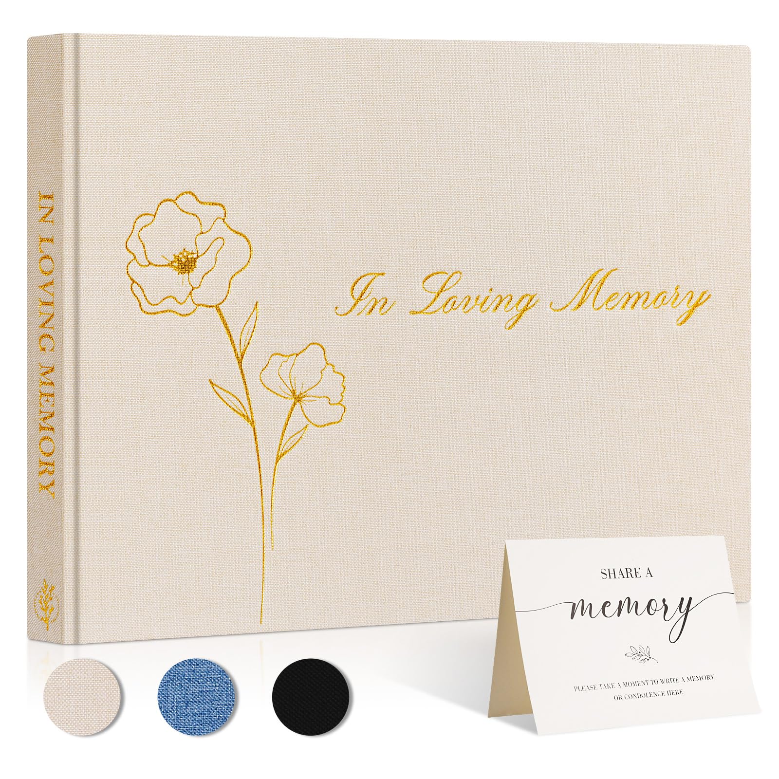 Amazon.com: Lanpn Funeral Guest Book for Loving Memory, Linen Memorial ...