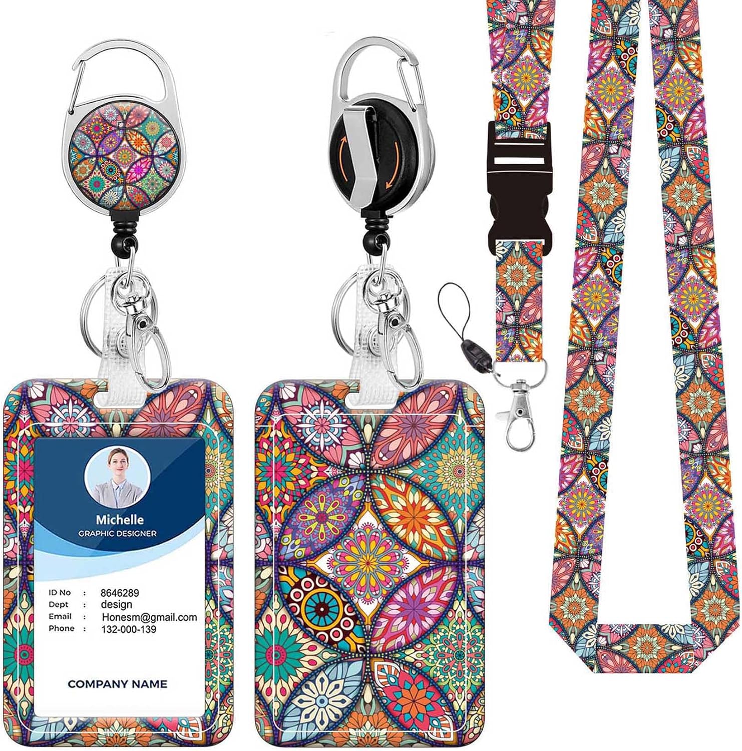 ID Badge Holder with Lanyard,Retractable Badge Reel with Swivel Belt ...