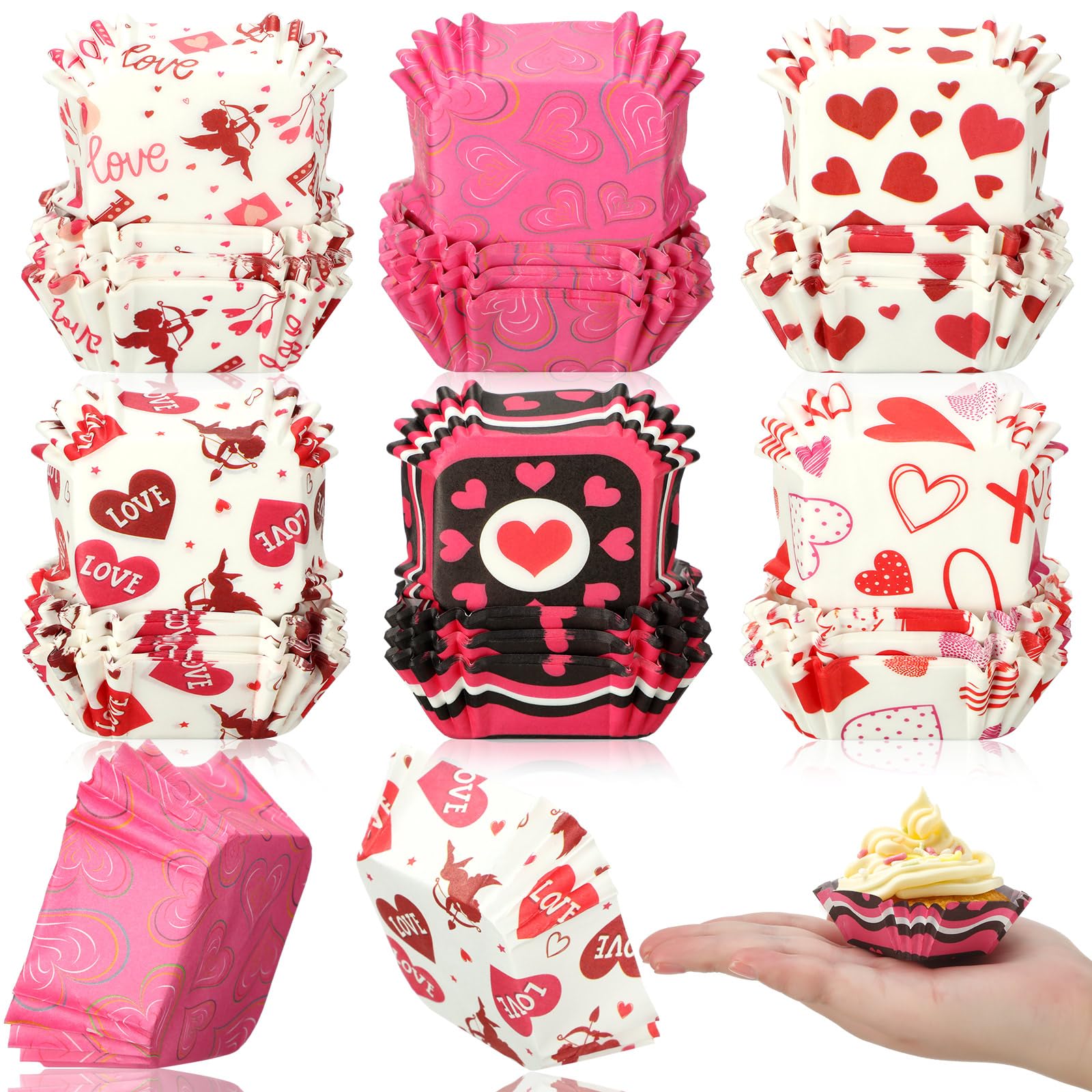Amazon.com: Uiifan 1200 Pcs Valentine's Day Cupcake Liners Heart Baking ...