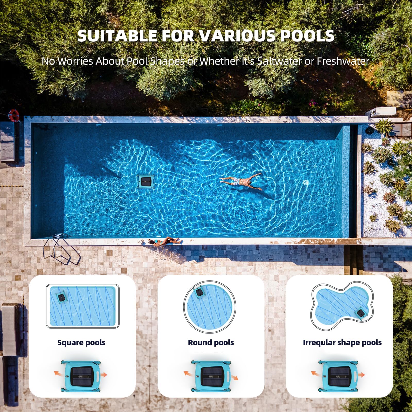 Snapklik.com : Robotic Solar Pool Skimmer Cleaner: Cordless Pool ...