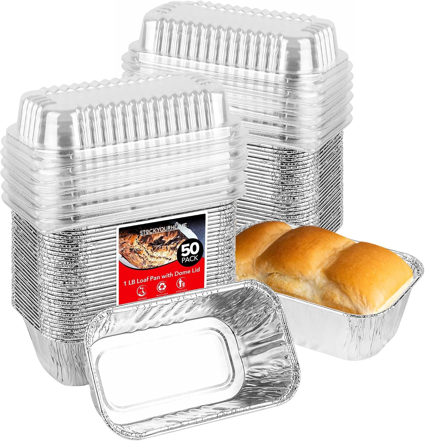 Amazon.com: Stock Your Home Disposable Aluminum Mini Loaf Pans with ...