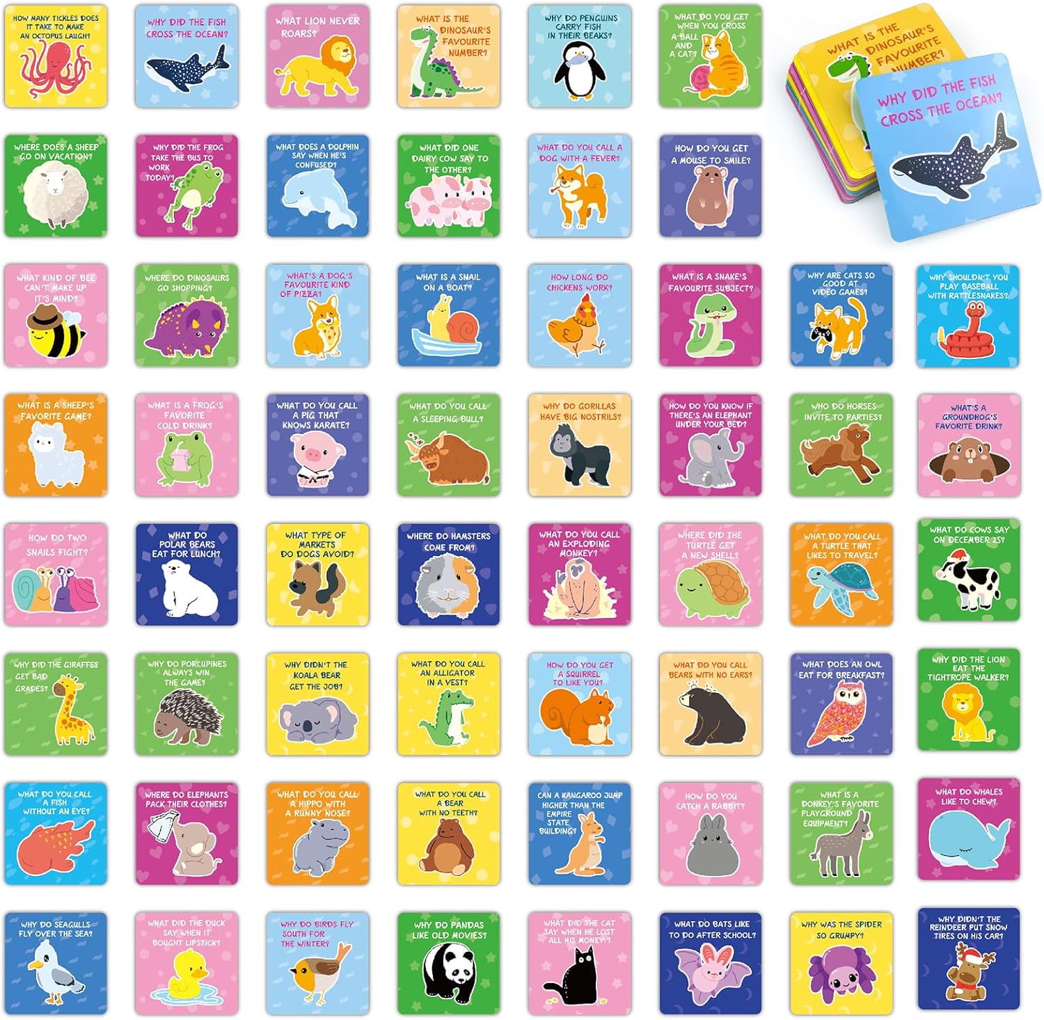 60 Joke Cards for Kids Cute Lunch Box Notes,Motivational Cards for ...