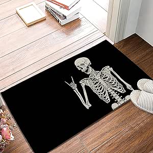 Amazon.com: Welcome Mats Funny Skull Skeleton Door Mats, Indoor Front ...