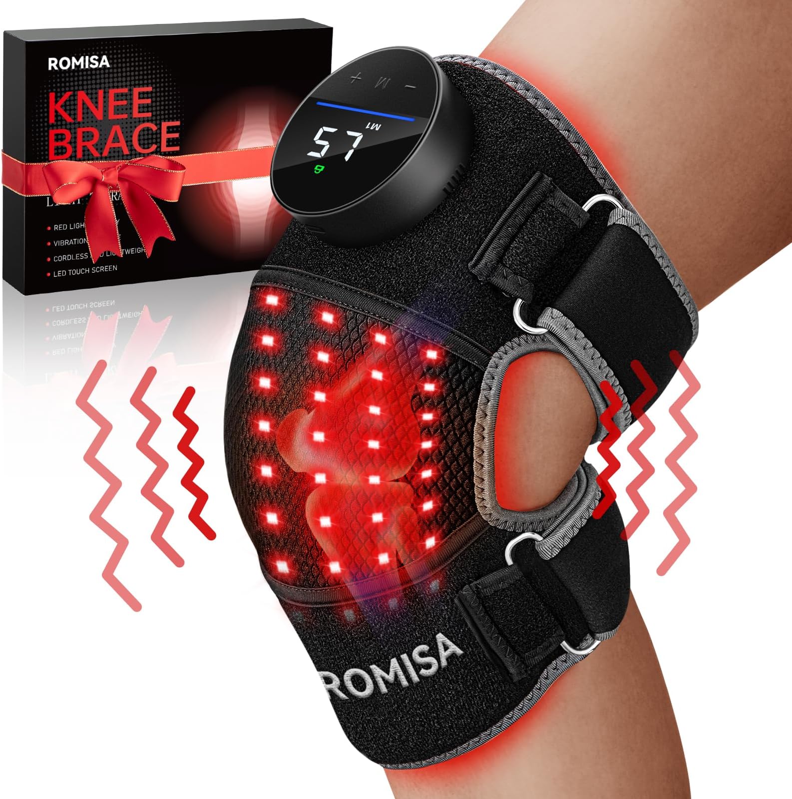 Amazon.com: ROMISA Red Light Therapy Knee Brace Vibration Knee Massage ...