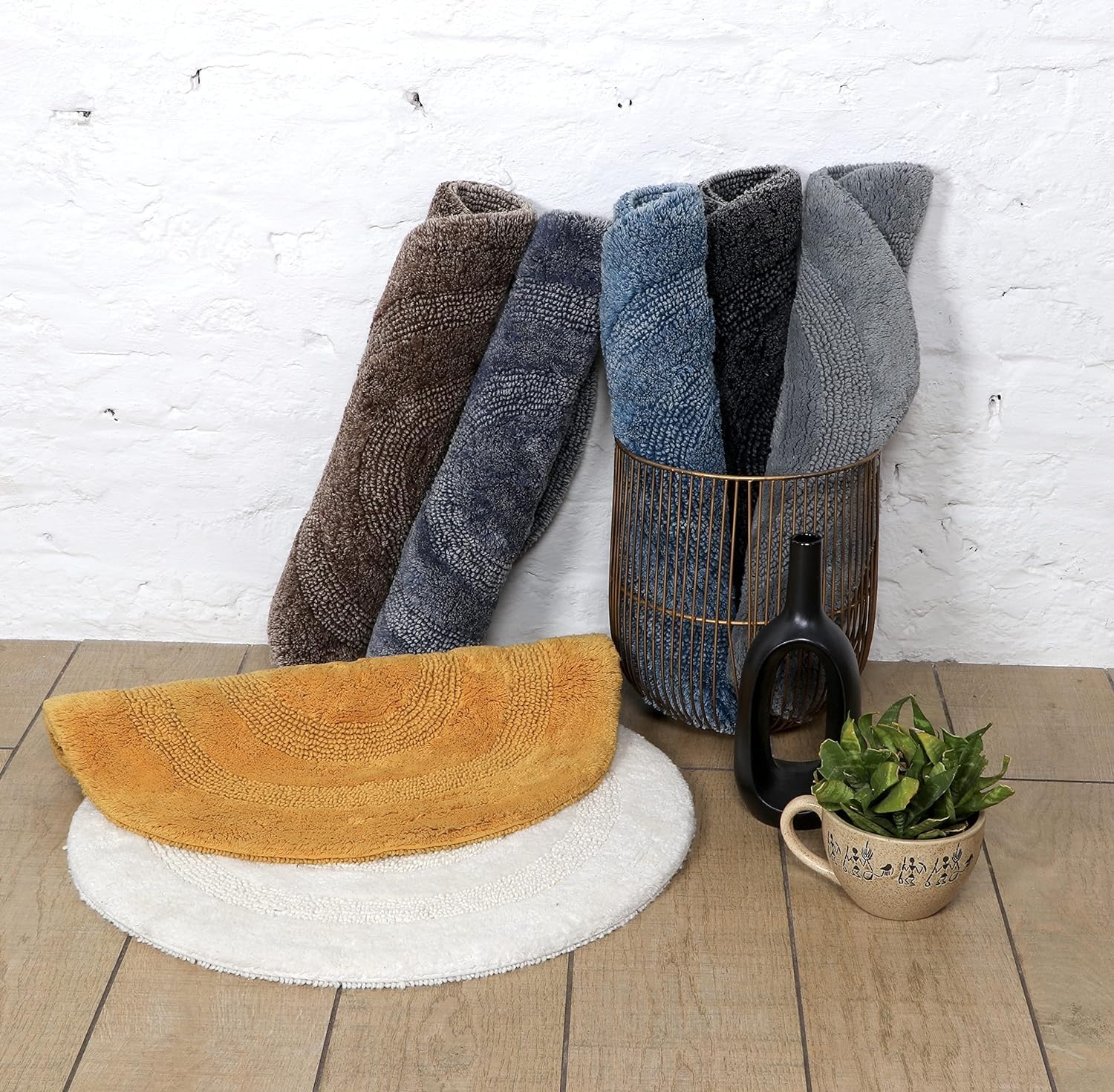 100% Organic Cotton 2 Feet Round Bath Rugs for Bathroom | Luxury Ultra ...