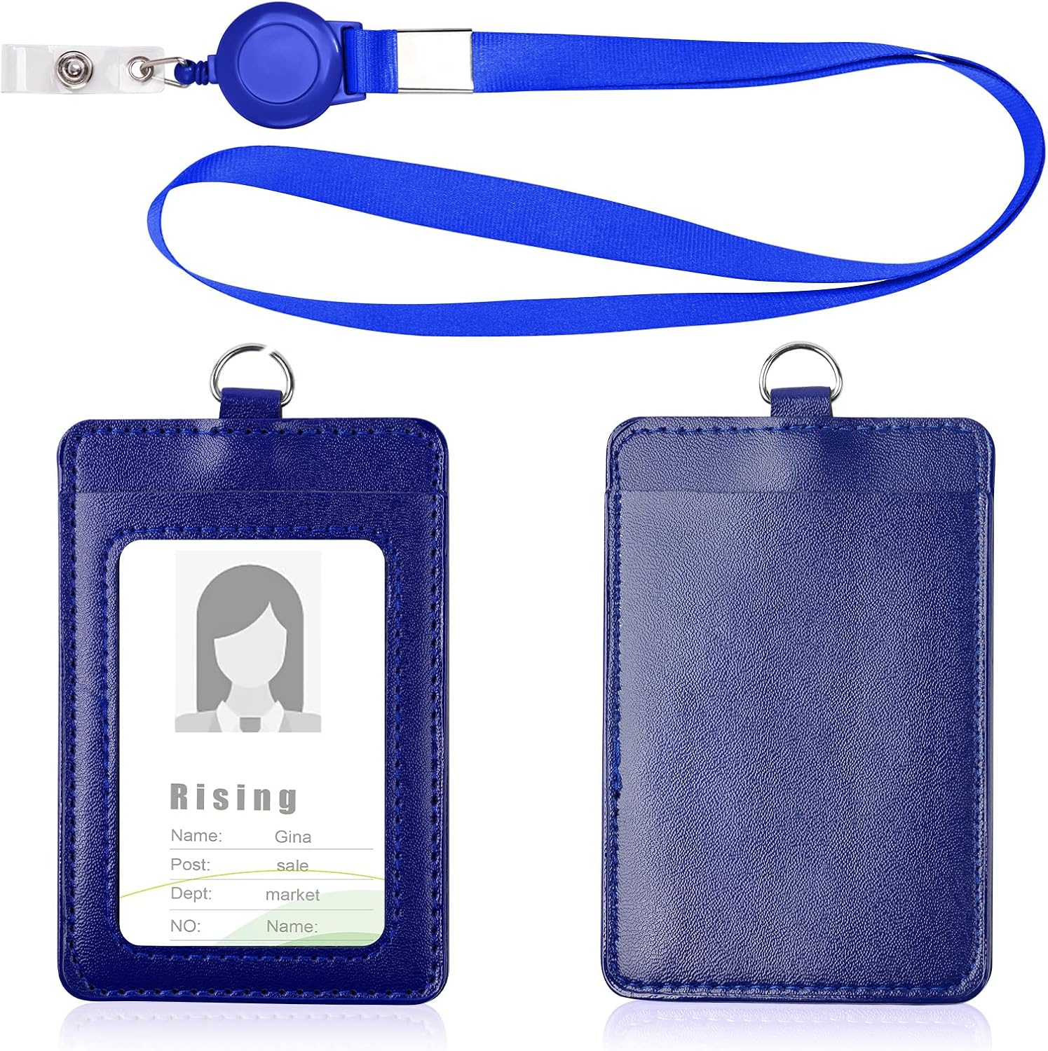 Vicloon Leather Badge Holder, 2-Sided PU Leather ID Badge Holder and ...