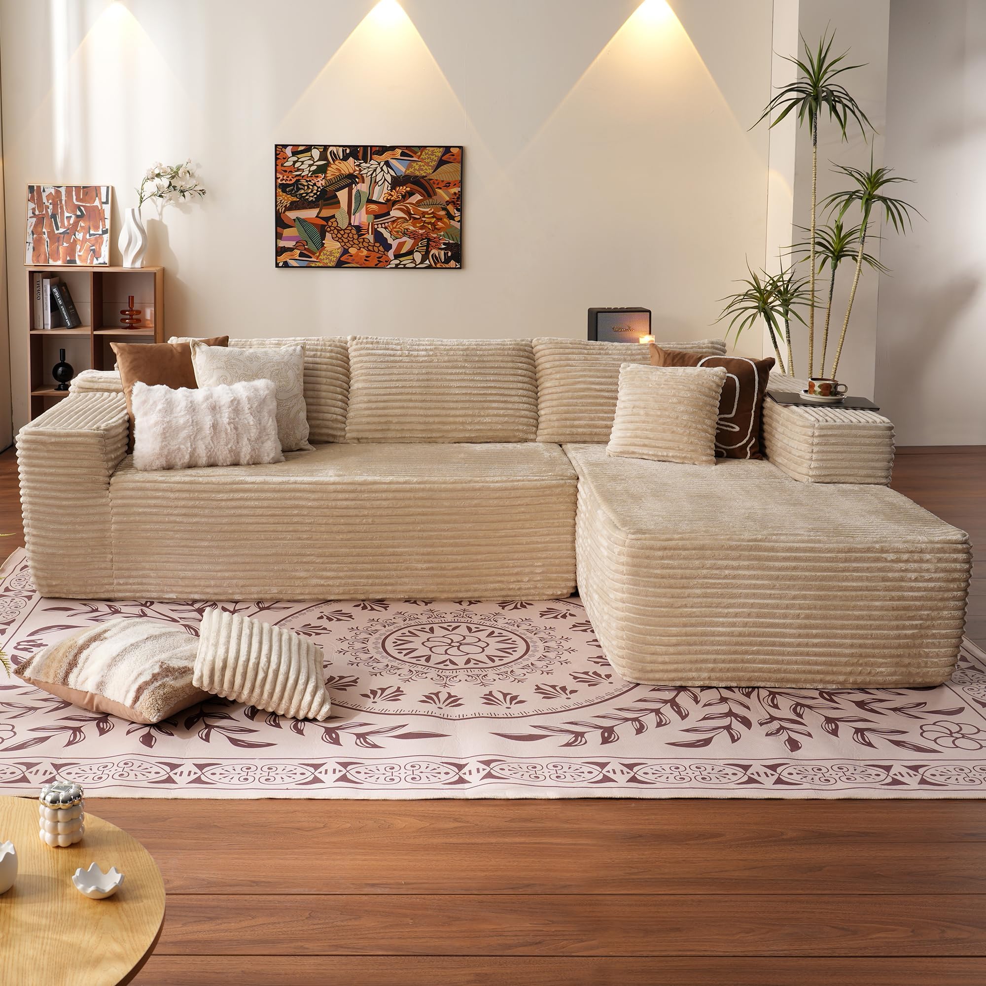 Amazon.com: OVIOS Modern Minimalist 104"" L-Shape Couch with Chaise ...