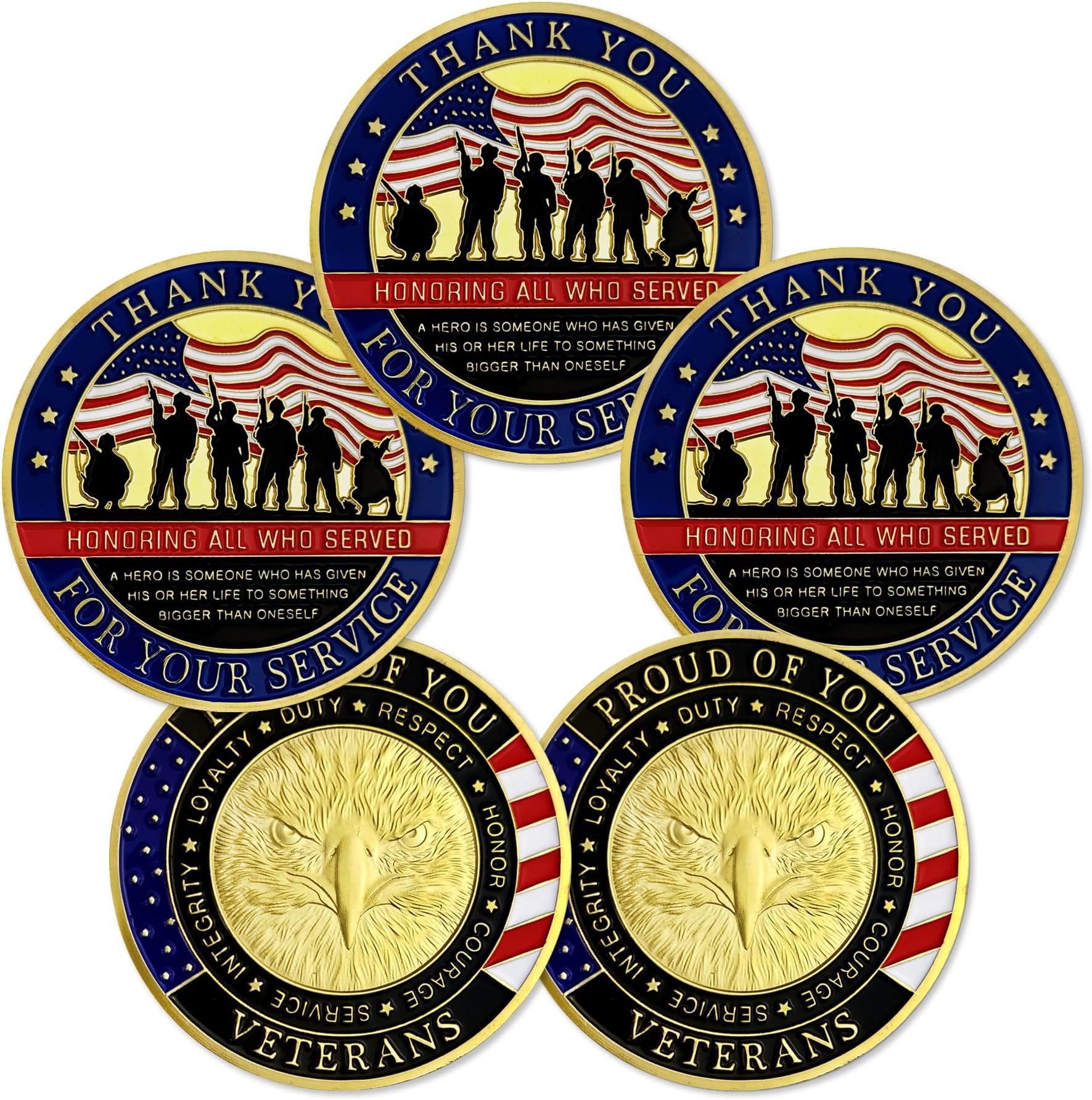 Amazon.com: 10 Pcs Military Challenge Coins Thank You for Your Service ...