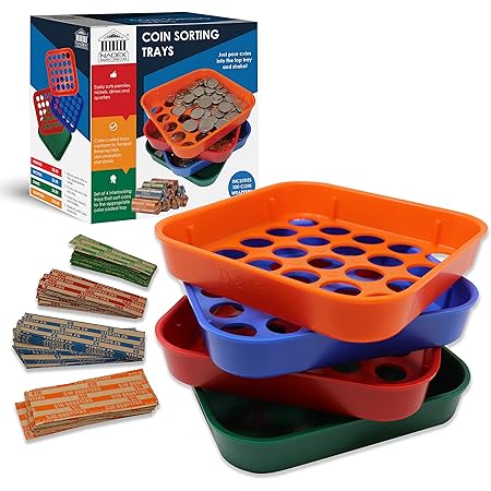 Amazon.com : Nadex Quick Sort Coin Organizing Color Coded Sorting Trays ...