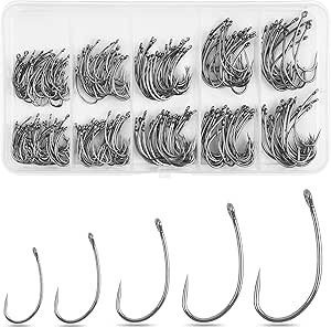 Amazon.com : Barbless Fishing Hooks, 250/300pcs Carp Fishing Fly Tying Hooks Trout Circle Curve ...