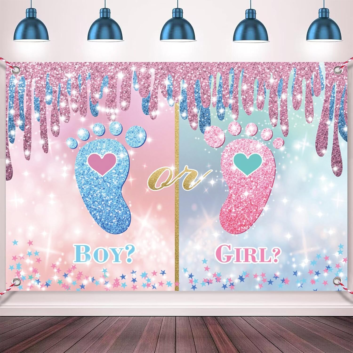 Amazon.co.jp: Gender Backdrop - Gender Reveal Decorations Party ...