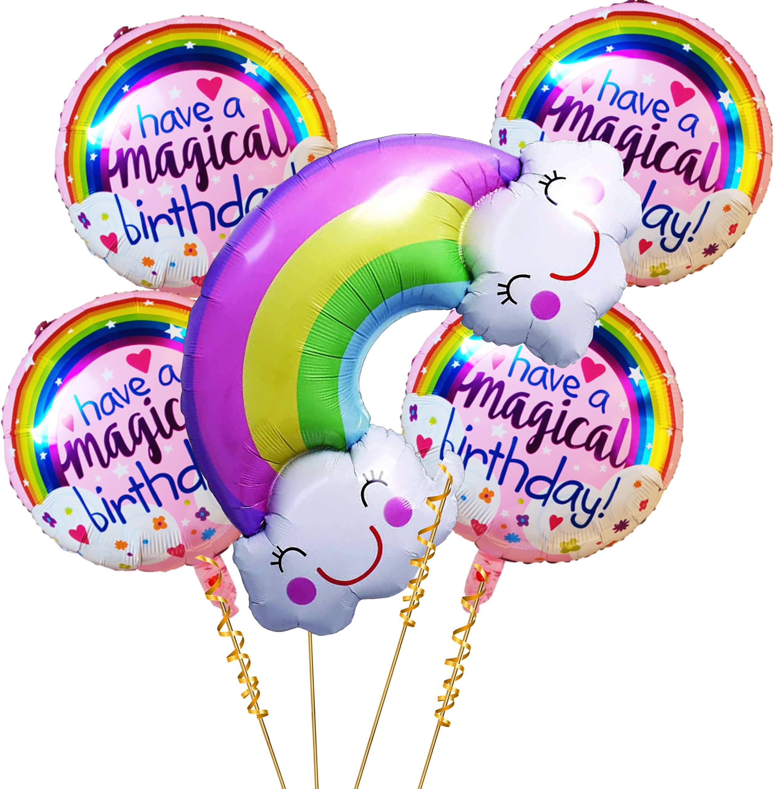 GRAND SHOP Magical Birthday Rainbow Foil Balloons Set of 5 Pcs ...