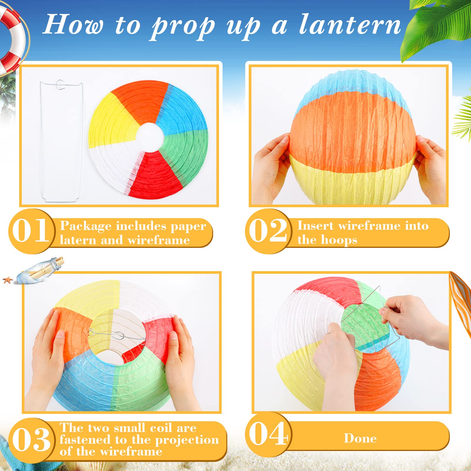 Snapklik.com : 24 Pcs Beach Ball Hanging Lanterns Pool Party Beach ...