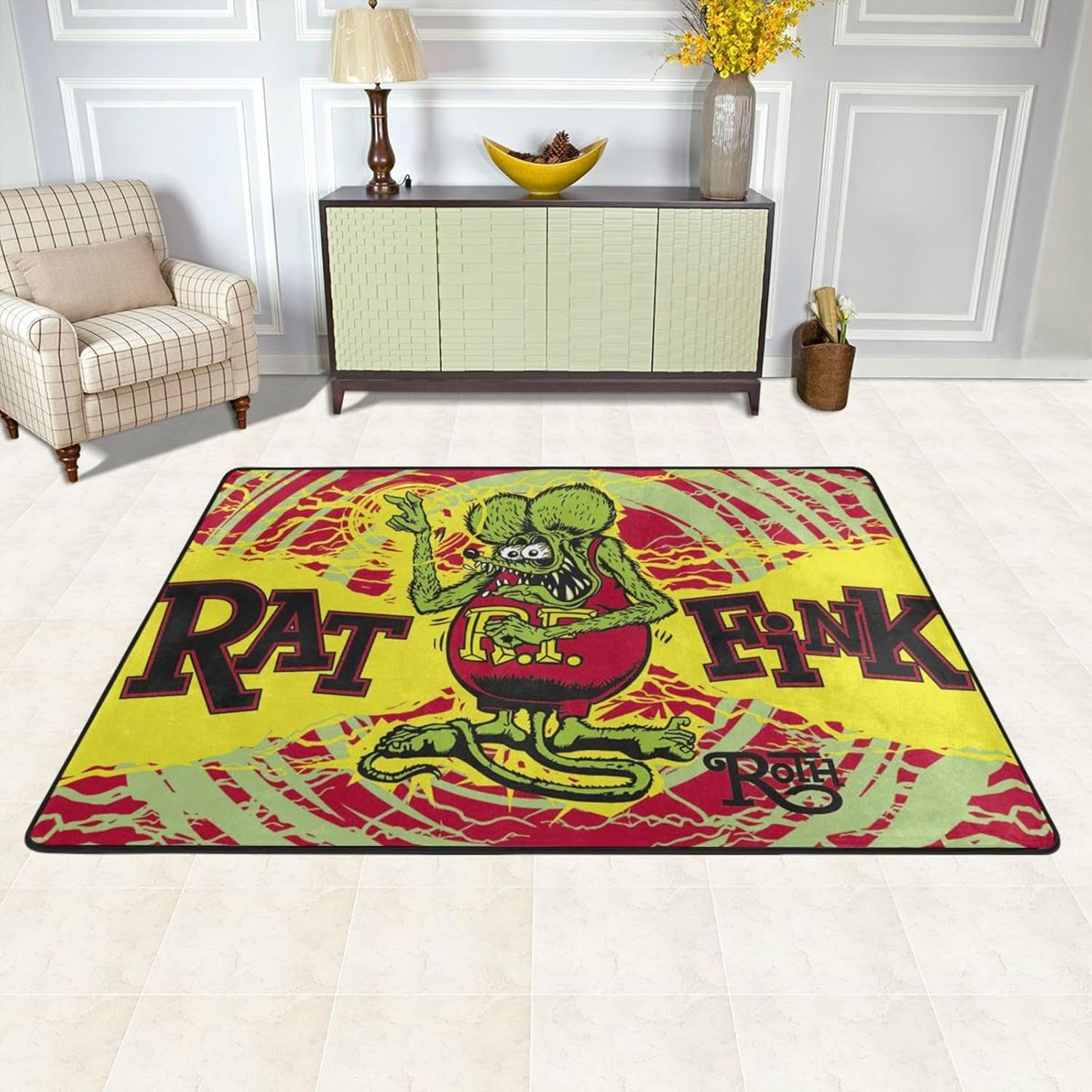 Amazon.com: DSERC Rat Cartoon Fink Anime Area Rug Non-Slip Washable ...