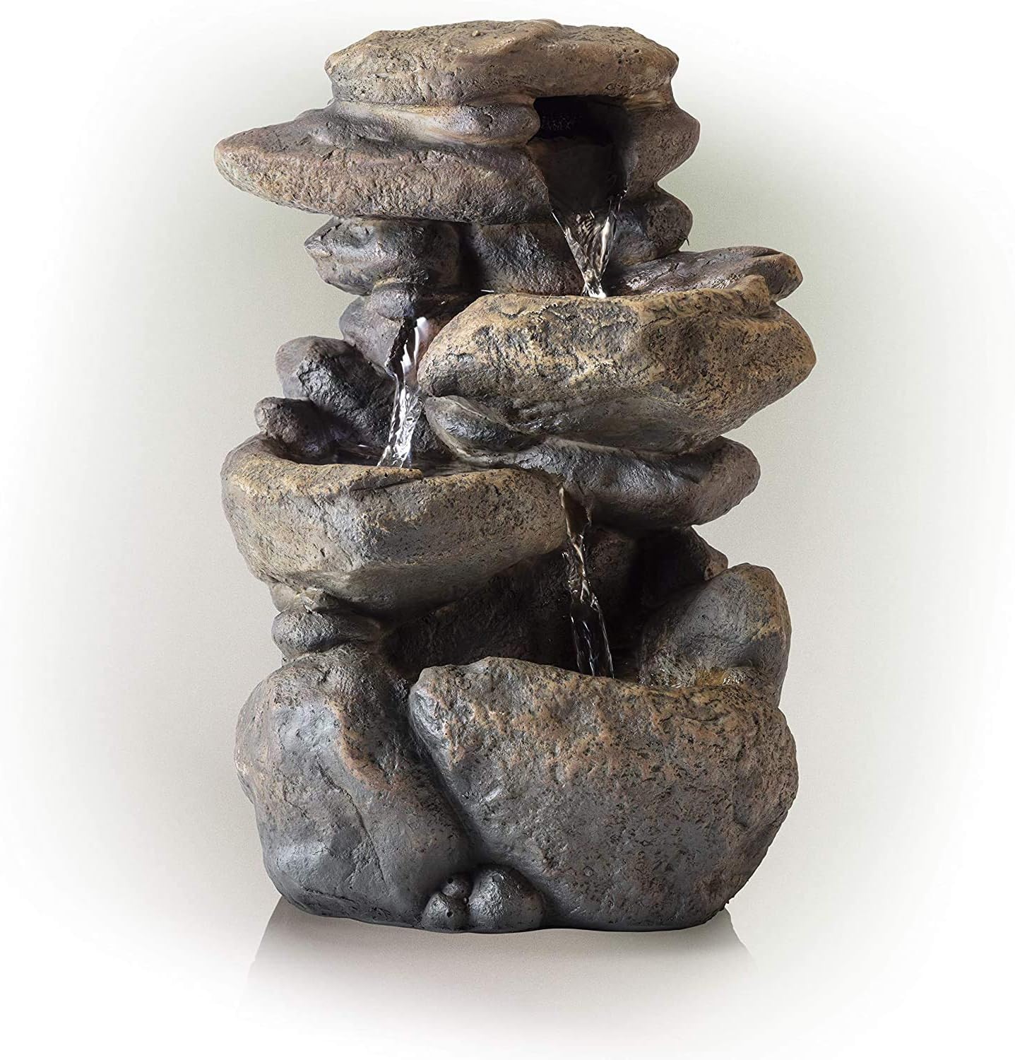 Amazon.com : Alpine Corporation 11" Tall Indoor 3-Tier Tabletop Stone ...