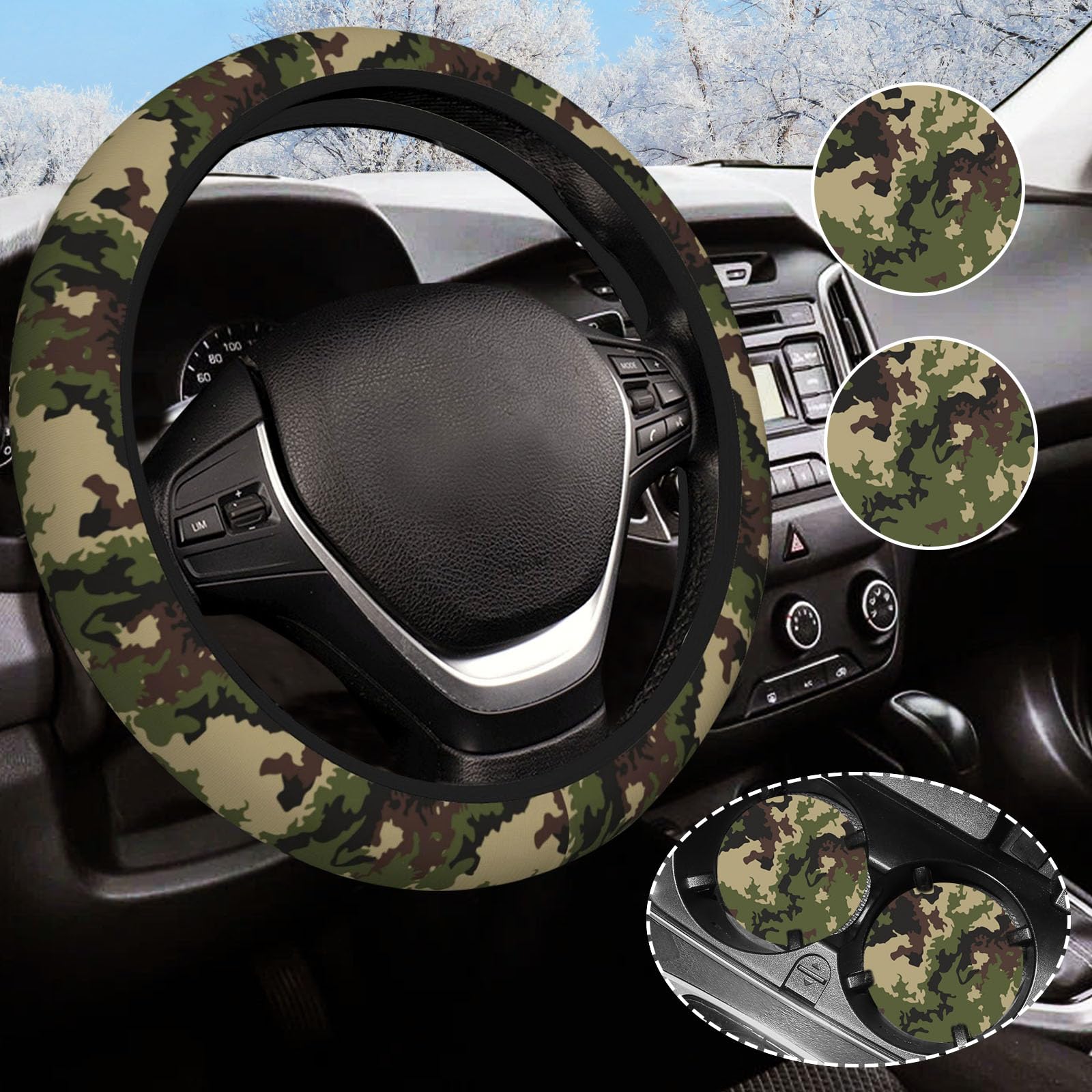 Amazon.com: Green Camo Camouflage Steering Wheel Cover for Women Men ...
