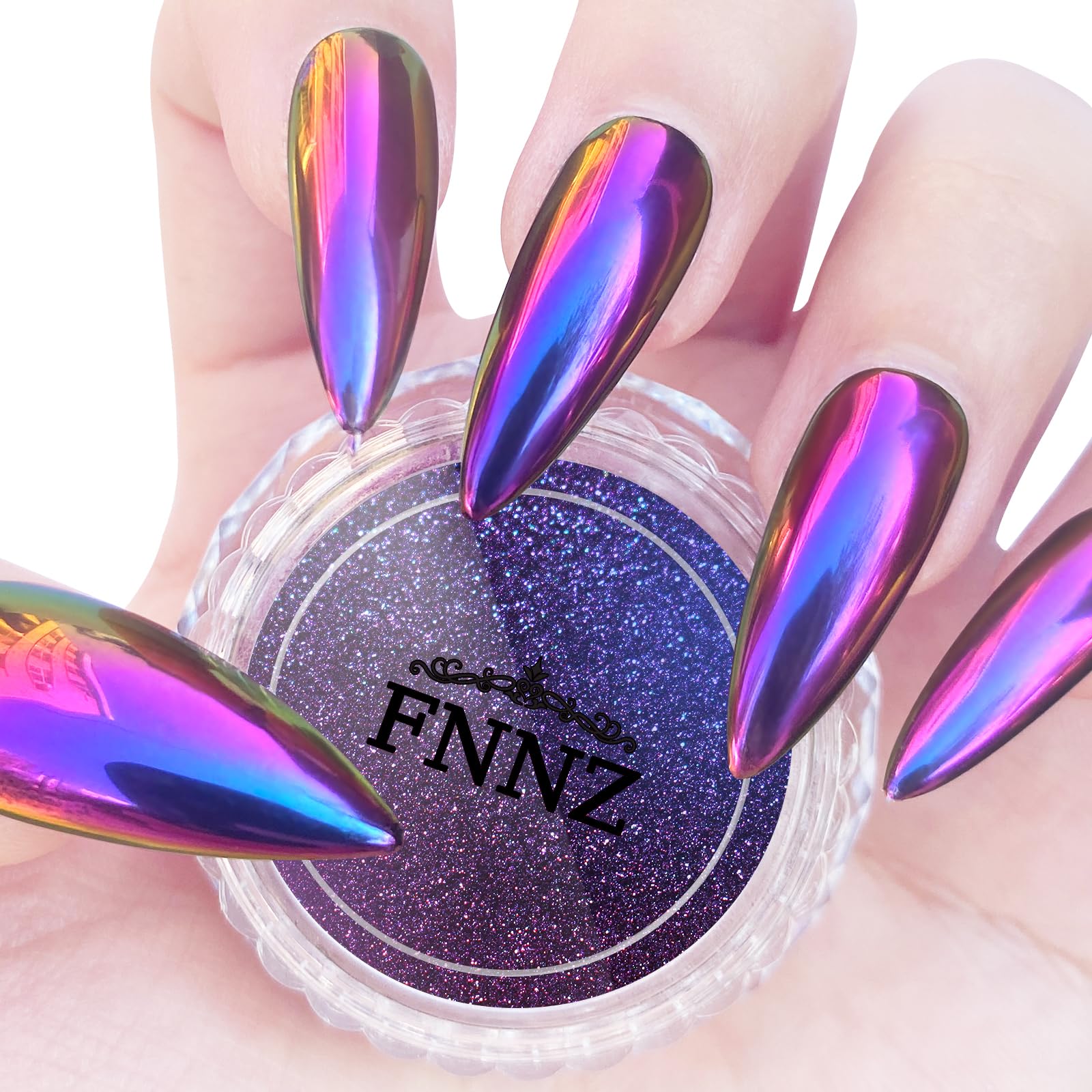 Amazon.com: FNNZ Chameleon Chrome Nail Powder, Color-Shift Nail Powder ...