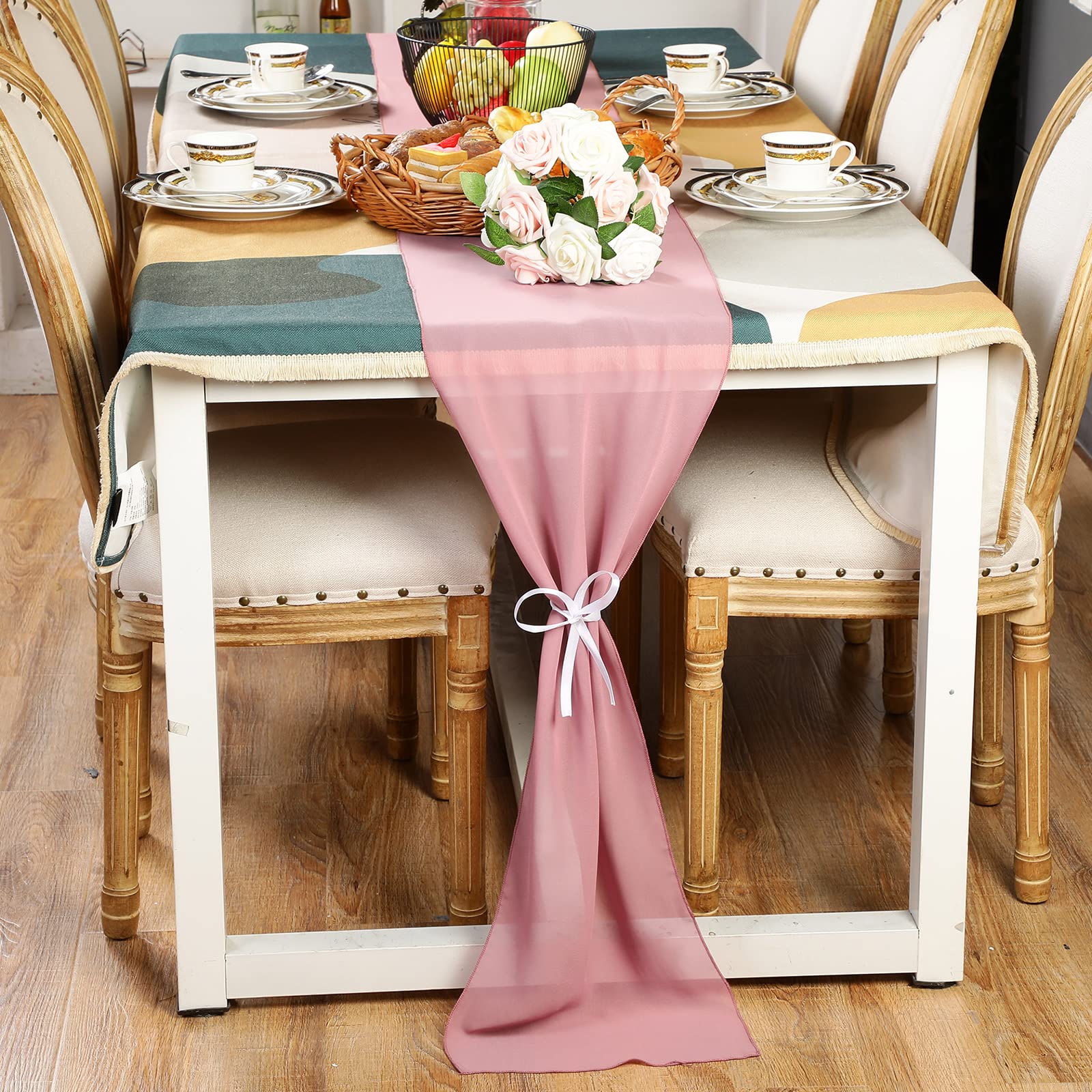 Chumia 24 Pack Chiffon Table Runners Romantic Sheer Table Decorations ...