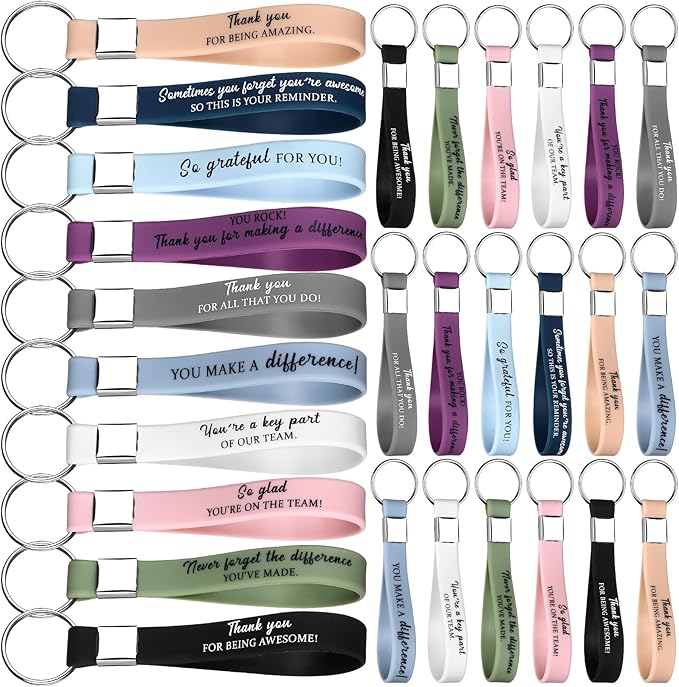 30 Pcs Employee Appreciation Gift Thank You Silicone Key Ring ...