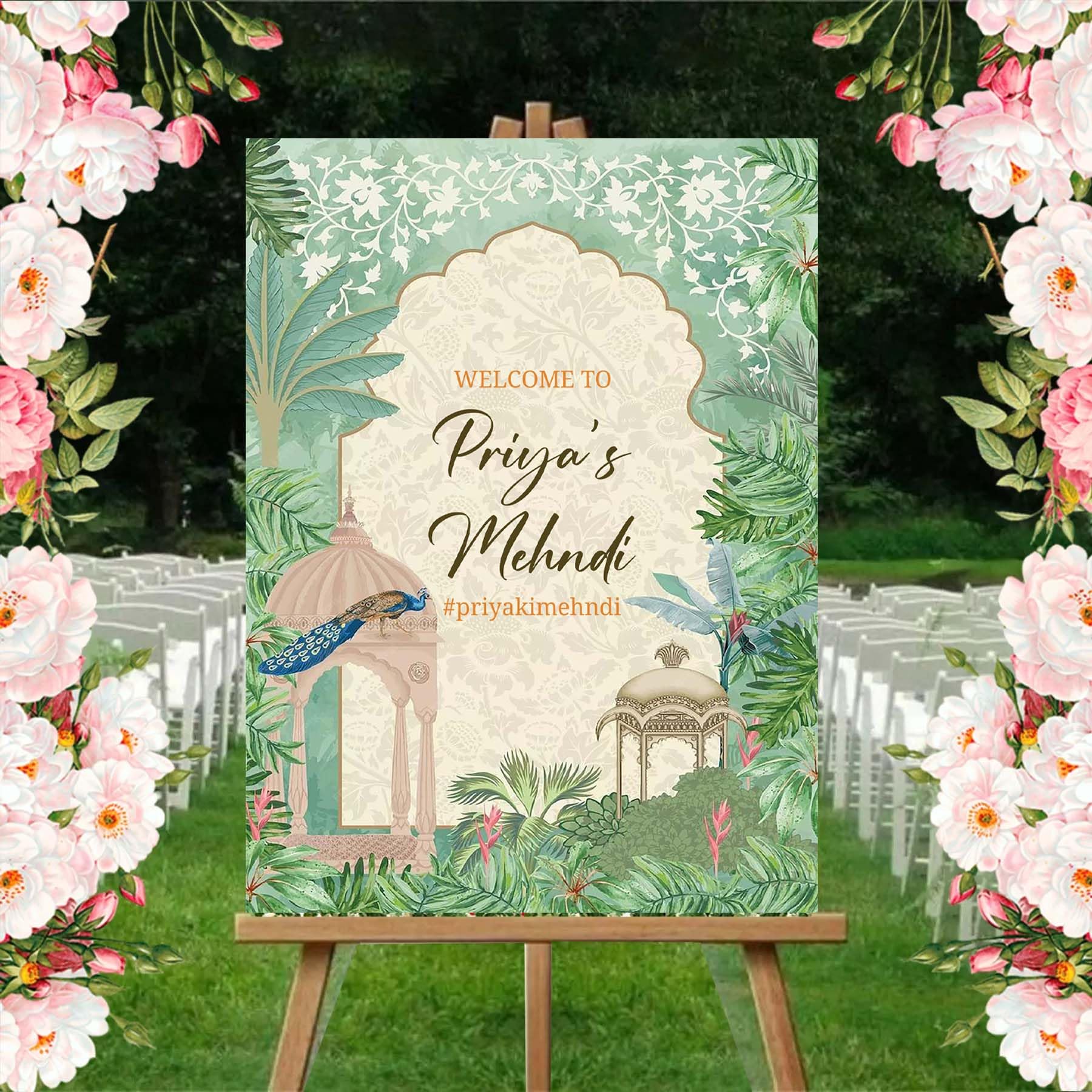 Buy Theme My Party Indian Traditional Mehendi Ceremony Welcome Sign ...