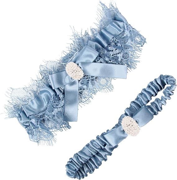 LOWOSAIWOR White Lace Wedding Garters Bridal Garter Set for Women Bride ...