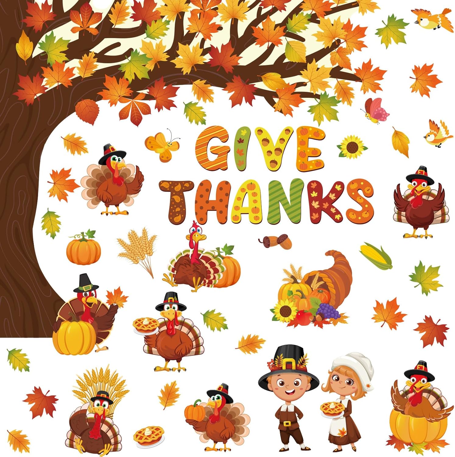 Amazon.com: Zonon 114 Pcs Thanksgiving Bulletin Board Decorations ...