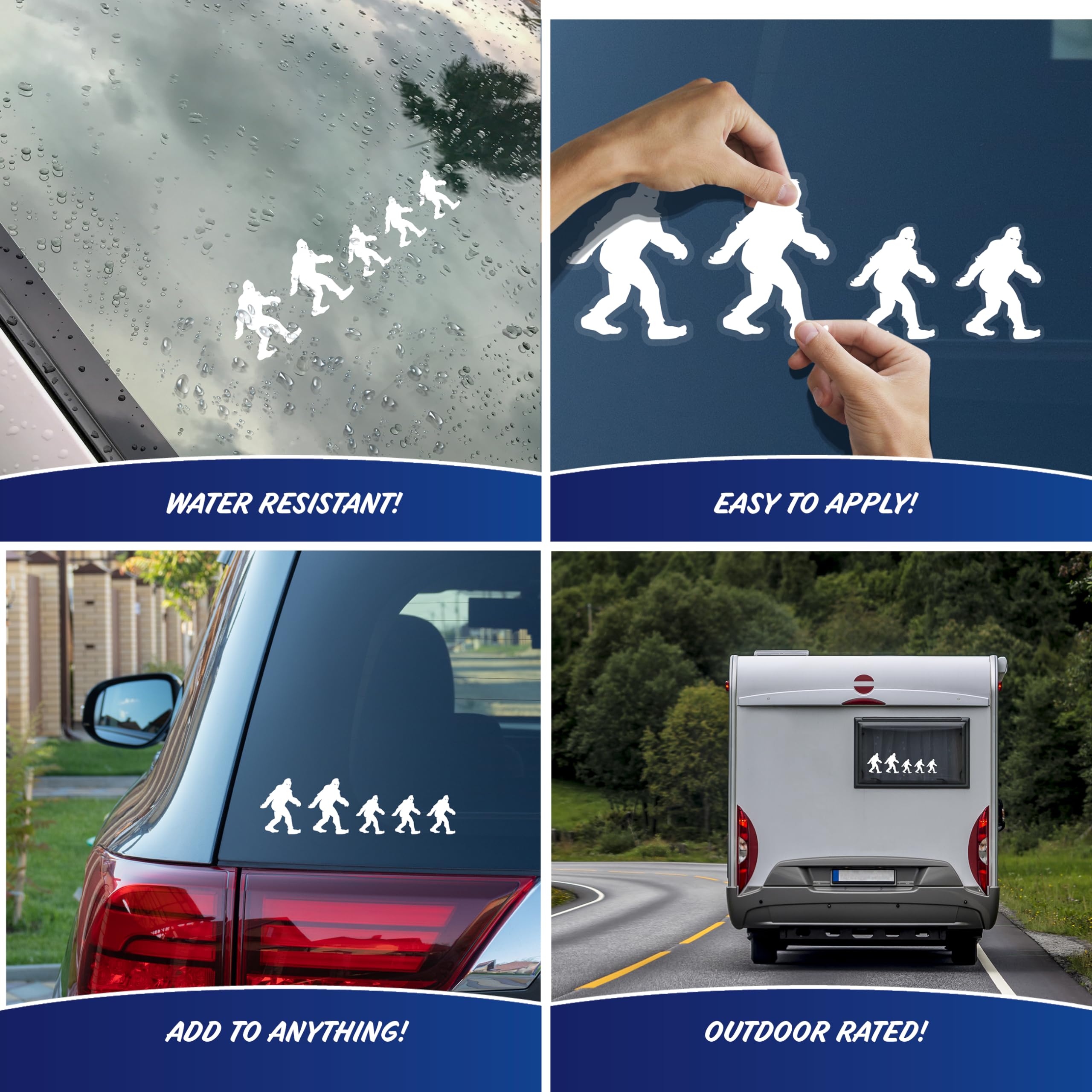 Snapklik.com : White Sasquatch Family Car Stickers - Set Of 5 Bigfoot ...