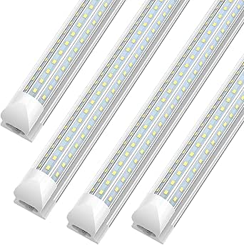 SHOPLED 8FT LED Shop Light, 90W 13500LM 6000K Daylight White, D Shape ...