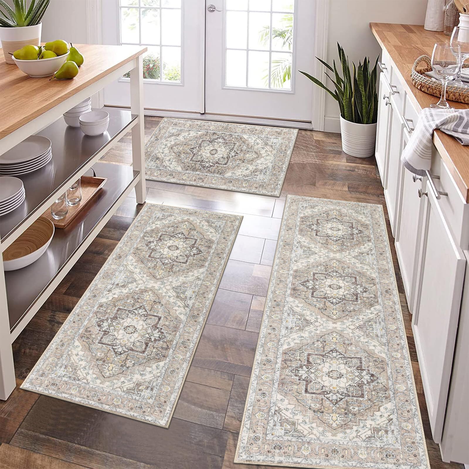 Amazon.com: Pauwer Farmhouse Kitchen Rugs Sets of 3, Kitchen Runner ...