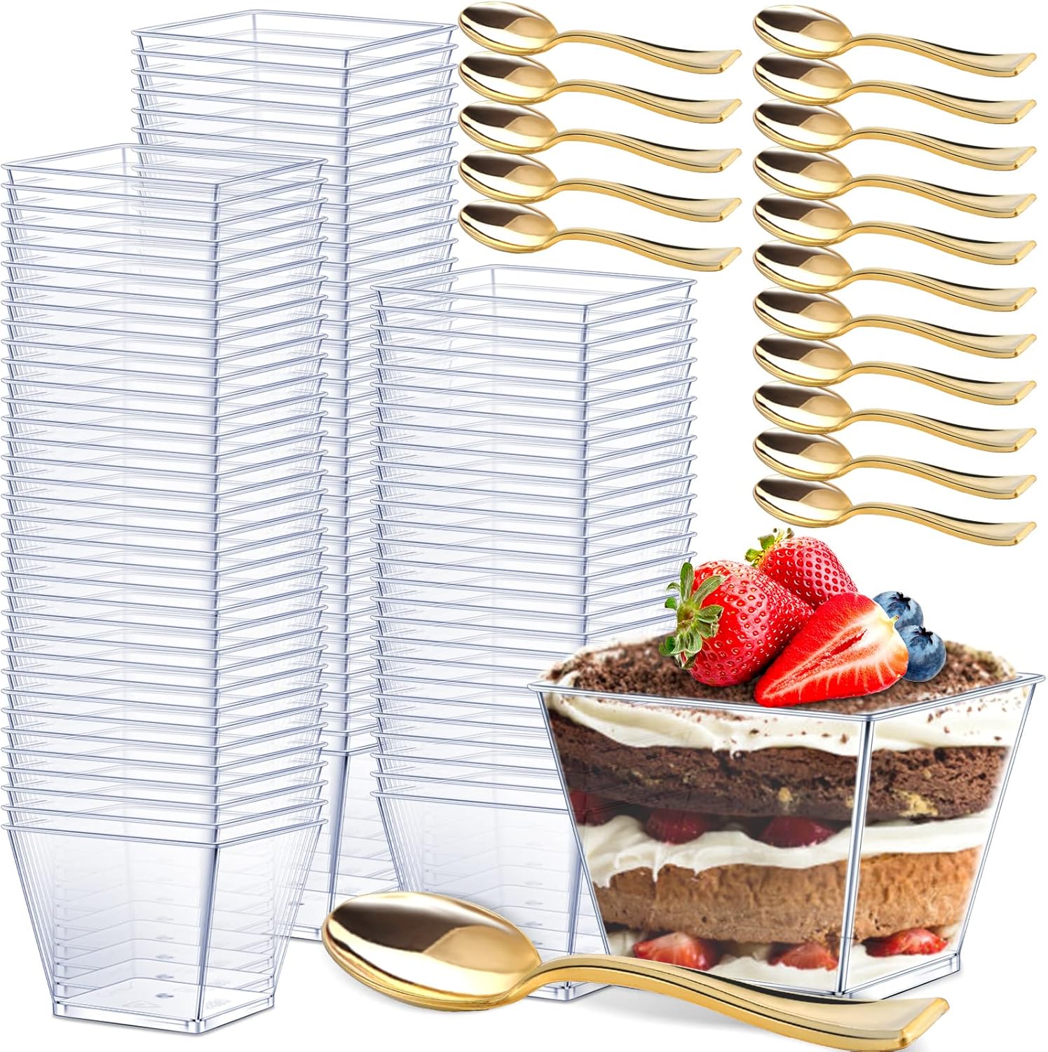 Amazon.com | Dingion 400 Pcs 4 oz Plastic Dessert Cup with Spoon Set ...