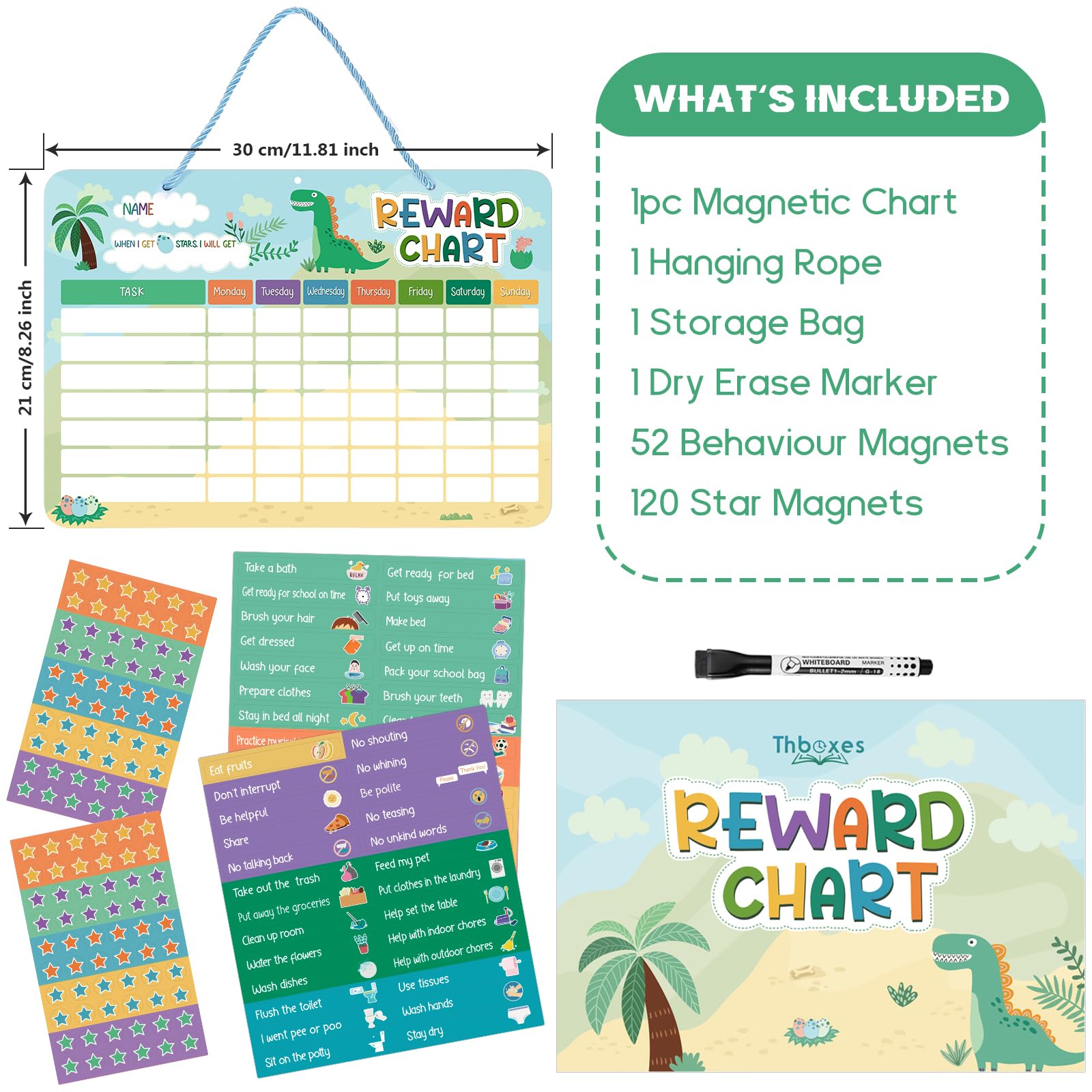 Snapklik.com : Reward Chart For Kids, Dinosaur Magnetic Behavior Chart ...