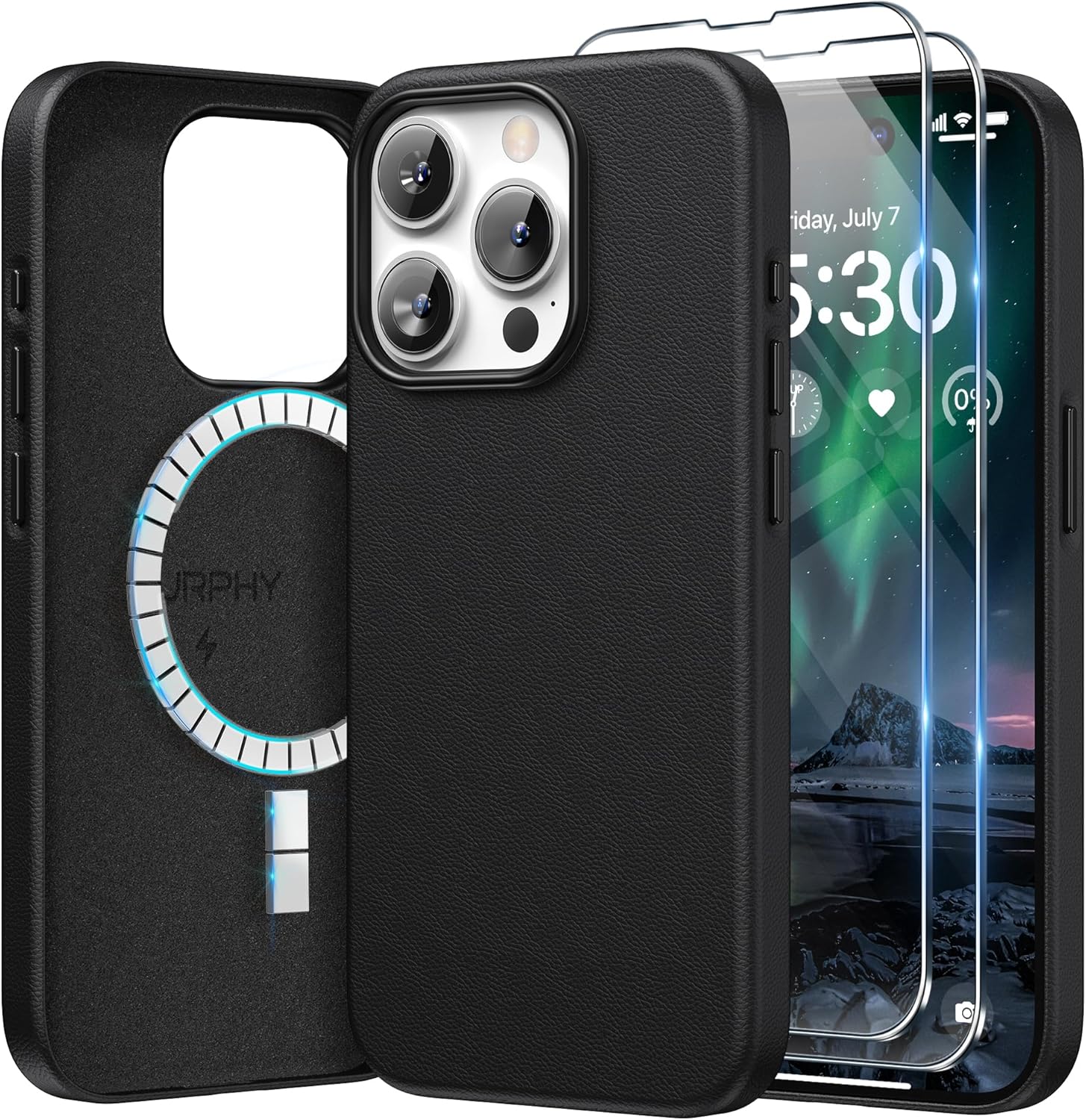SURPHY Magnetic Leather for iPhone 15 Pro Case 6.1 inch (2023), Premium ...