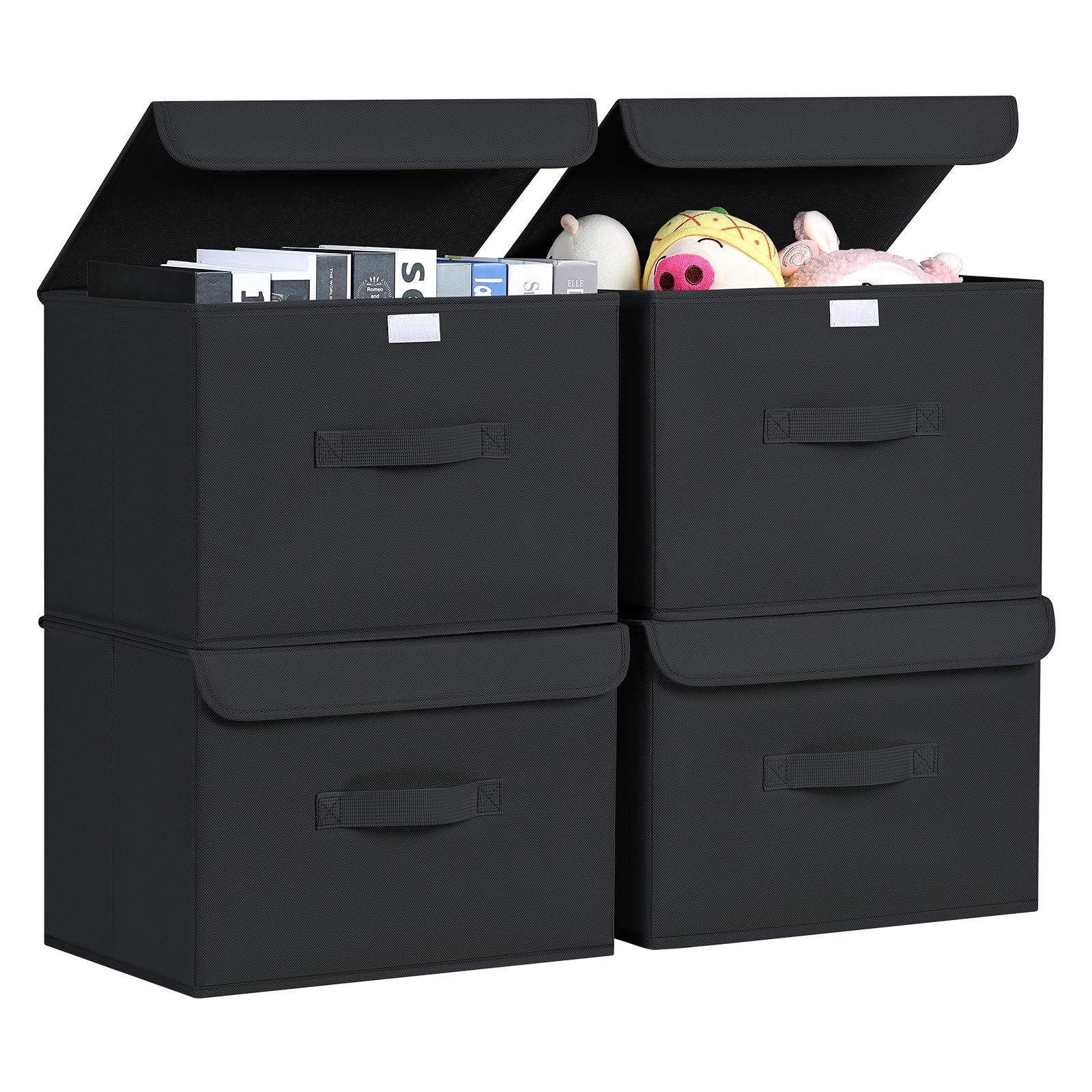 DIMJ 4 Pack Foldable Storage Box Stackable Storage Bin, Storage Box ...
