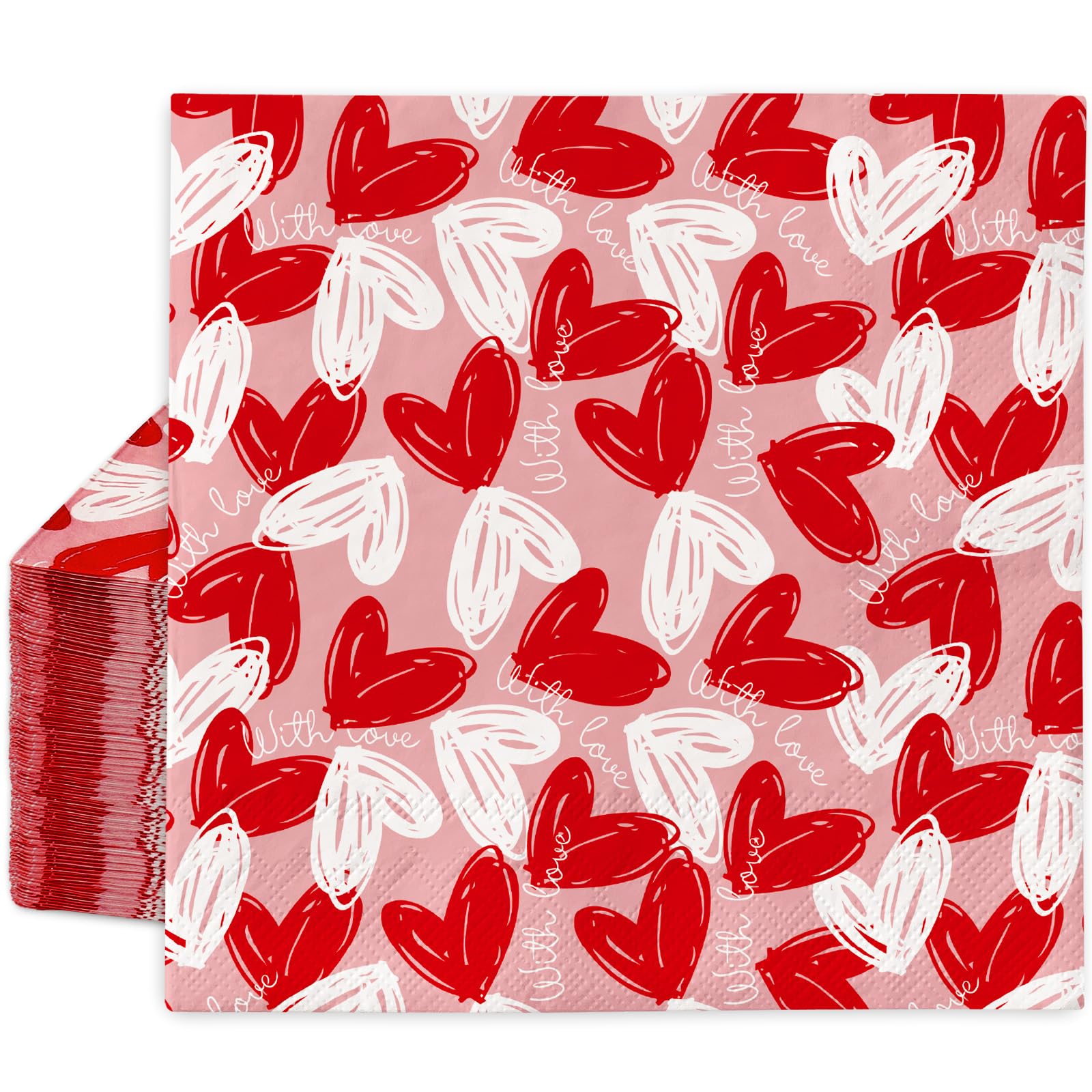 Amazon.com: JarThenaAMCS 100Pcs Valentine's Day Luncheon Napkin Red ...