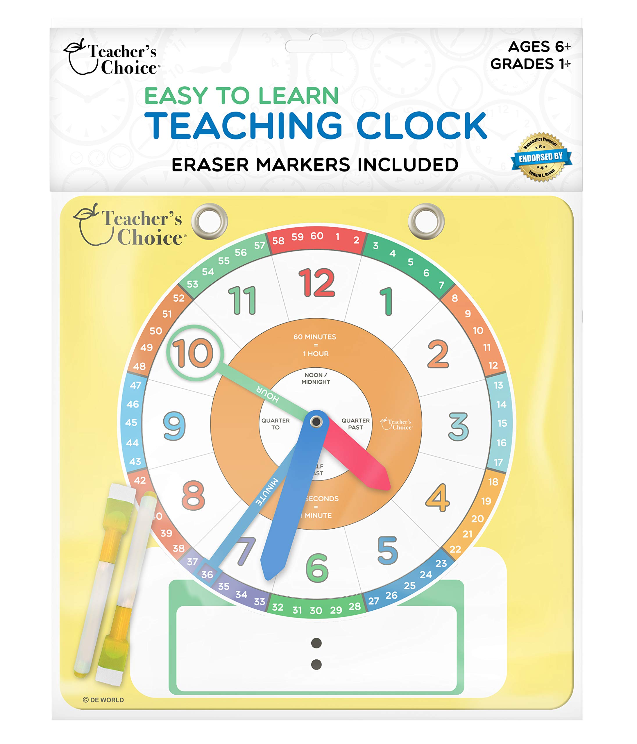 Snapklik.com : Teachers Choice Dry Erase Educational Teaching Clock ...