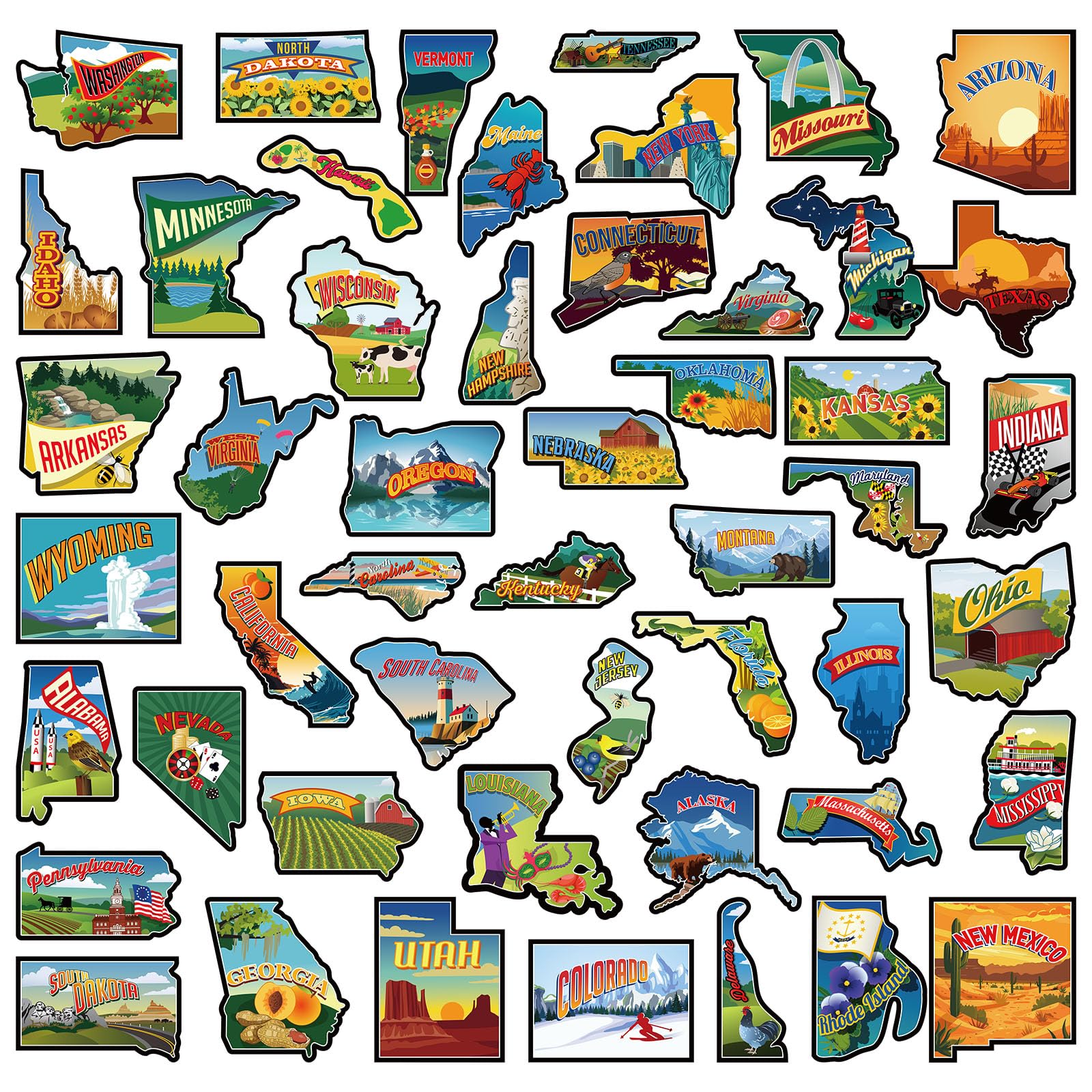 Amazon.com: Xuhal 50 Pcs United States Map Fridge Magnets USA Souvenirs ...