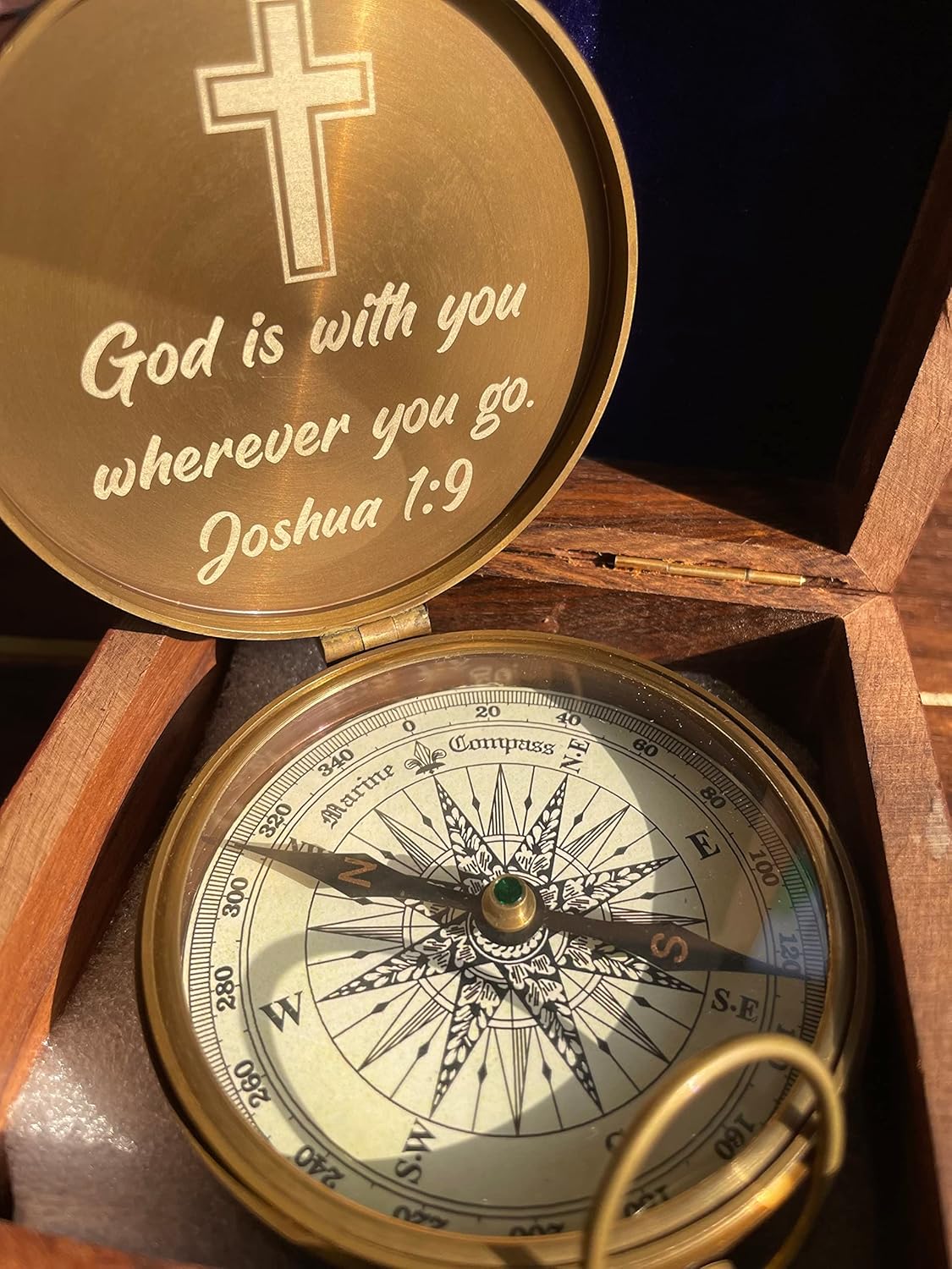 Amazon.com : AWF Flat Brass Compass with Case, Religious Gifts/ Xmas ...
