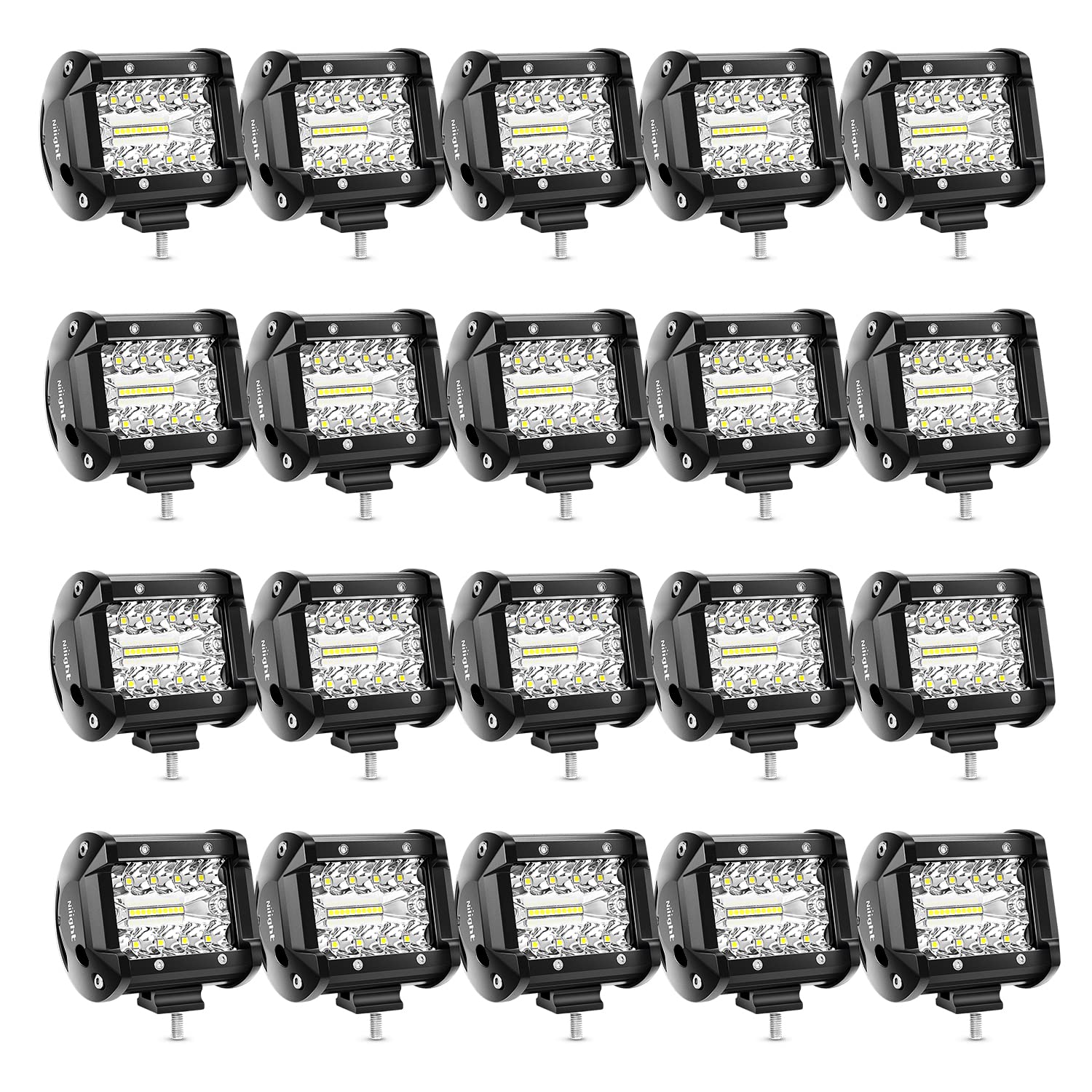 Amazon.com: Nilight 20Pcs LED Pods 4Inch 60W Light Bar Flood Spot Combo ...
