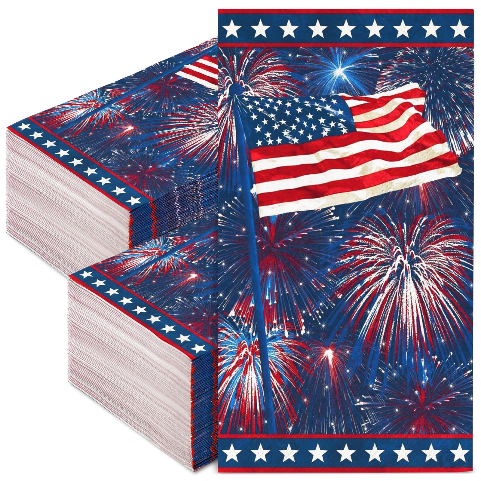 Amazon.com: AnyDesign 100 Sheets Patriotic Guest Napkins USA Flag ...