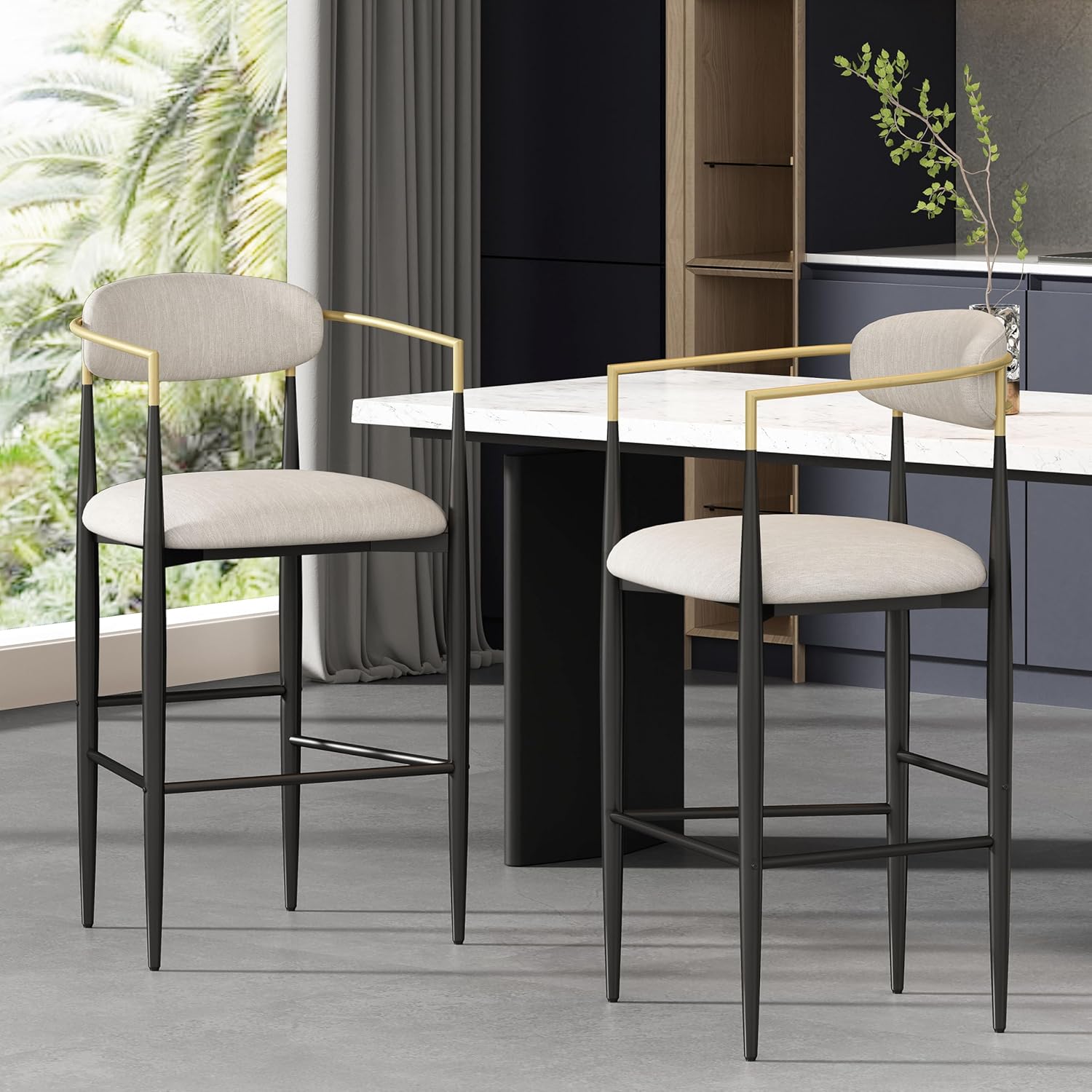 Amazon.com: LIFE SKY Bar Stools Set of 2: Commercial Grade Upholstered ...